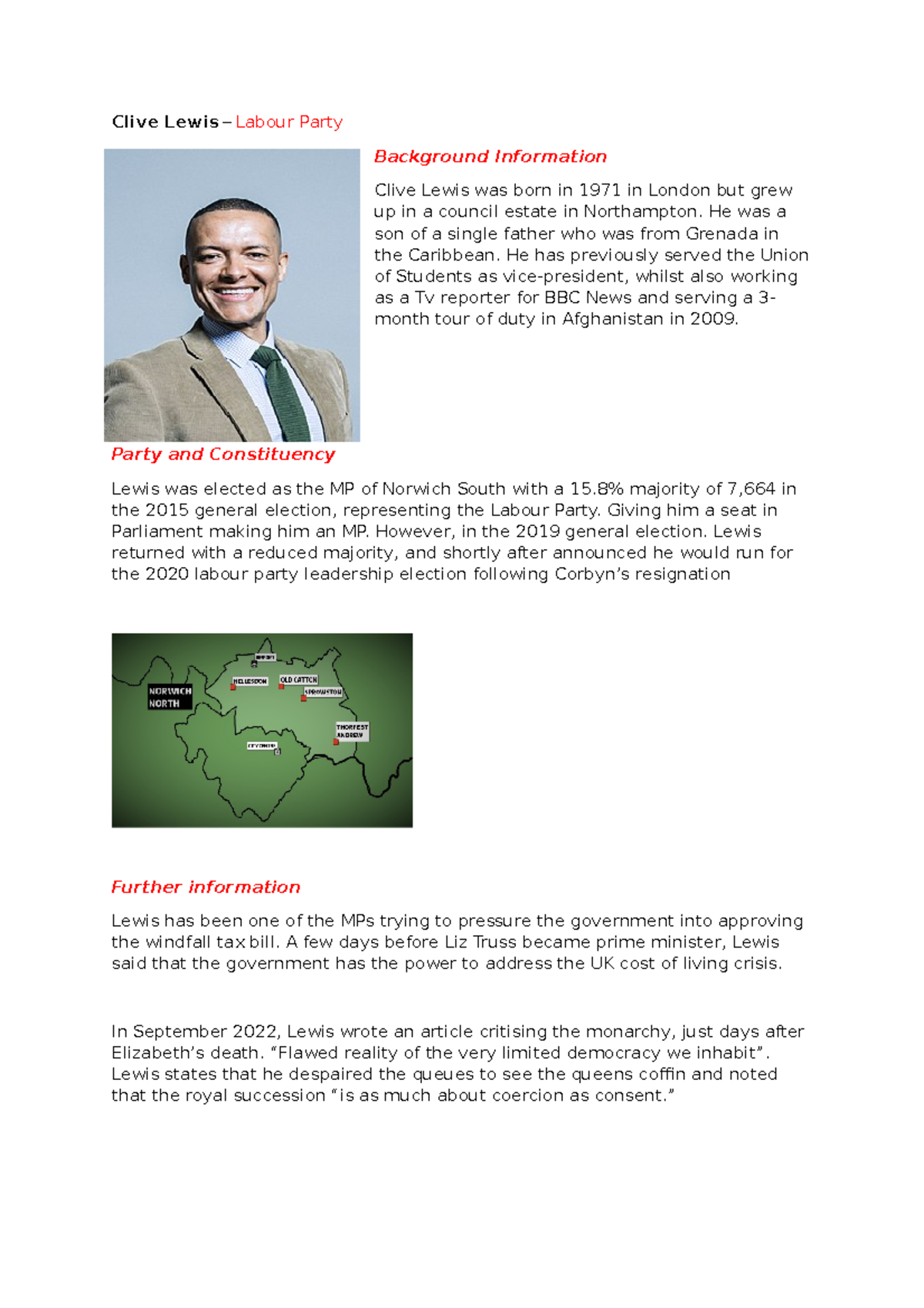 Clive Lewis - MNP - Clive Lewis – Labour Party Background Information ...
