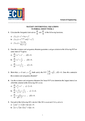 MAT2437 Matlab Worksheet Laplace Transforms - School of Engineering and ...