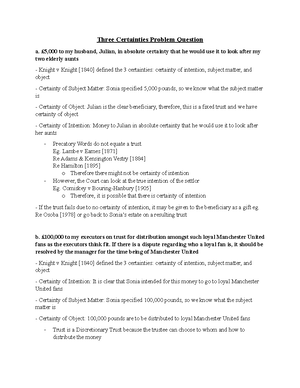 Equity and Trusts Exam paper May 2020 - SCHOOL OF LAW MIDDLESEX ...