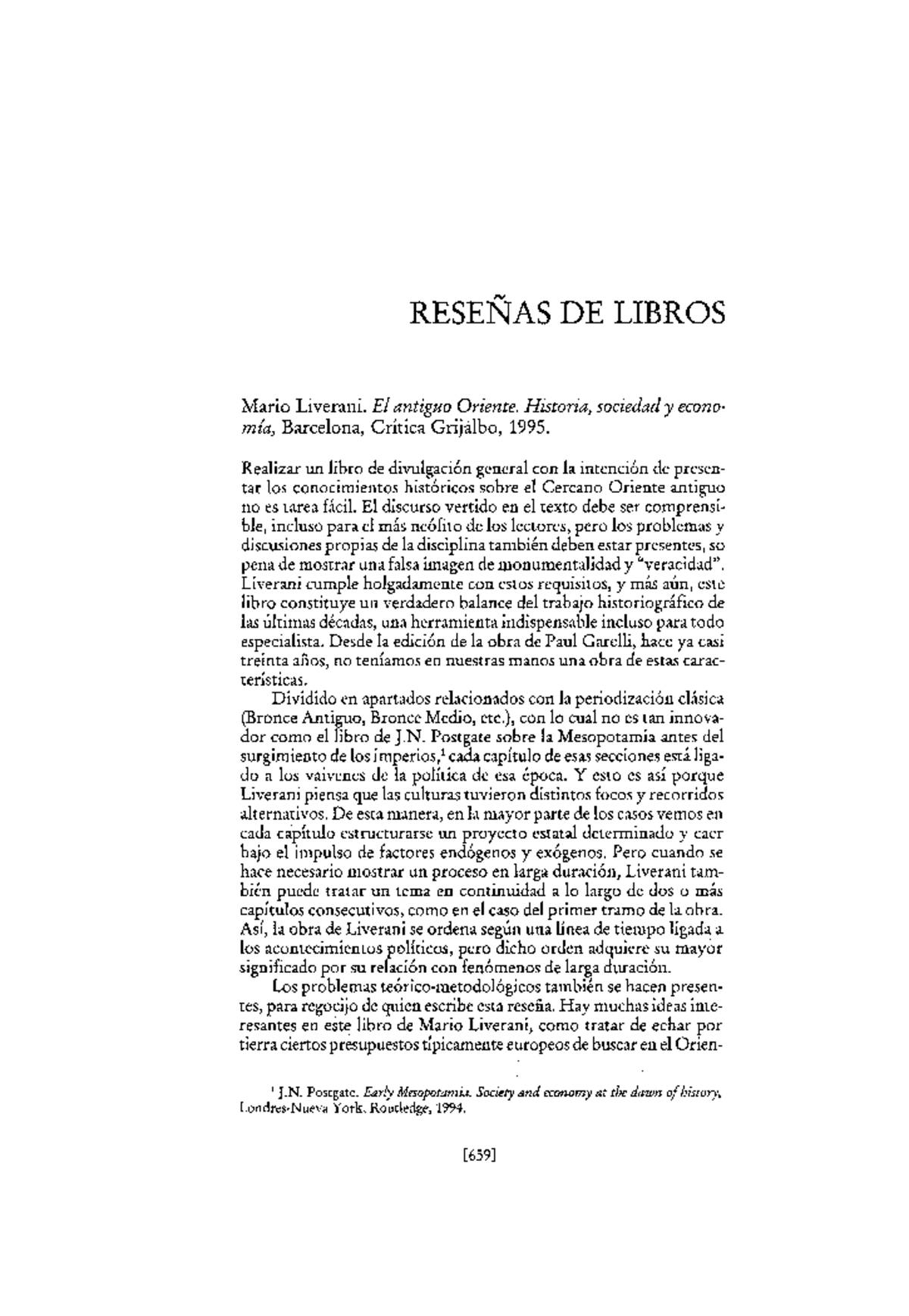 Mario Liverani - Apuntes 1 - RESEÑAS DE LIBROS Mario Liverani. El ...