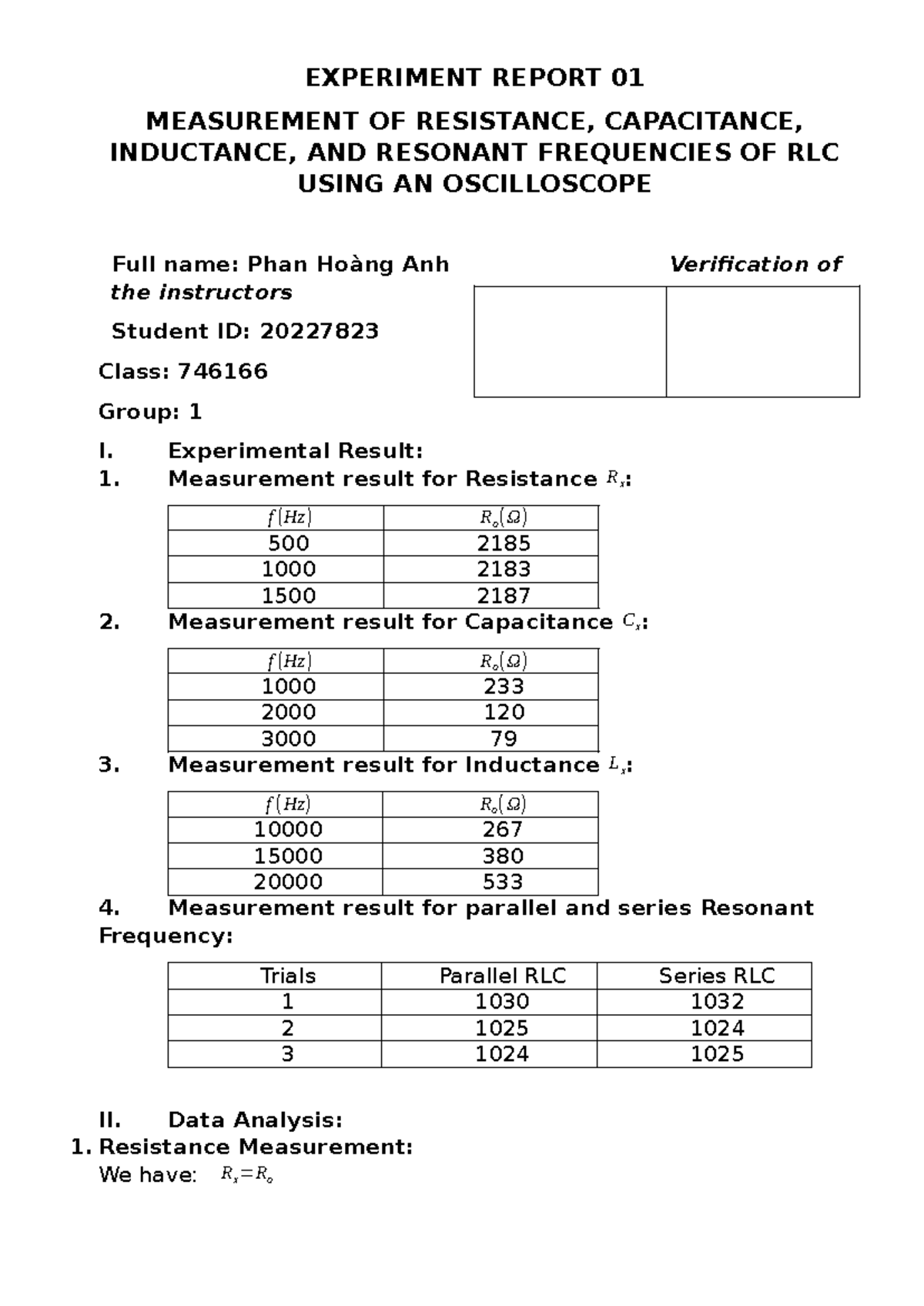 Experiment-report-1- PHA - EXPERIMENT REPORT 01 MEASUREMENT OF ...