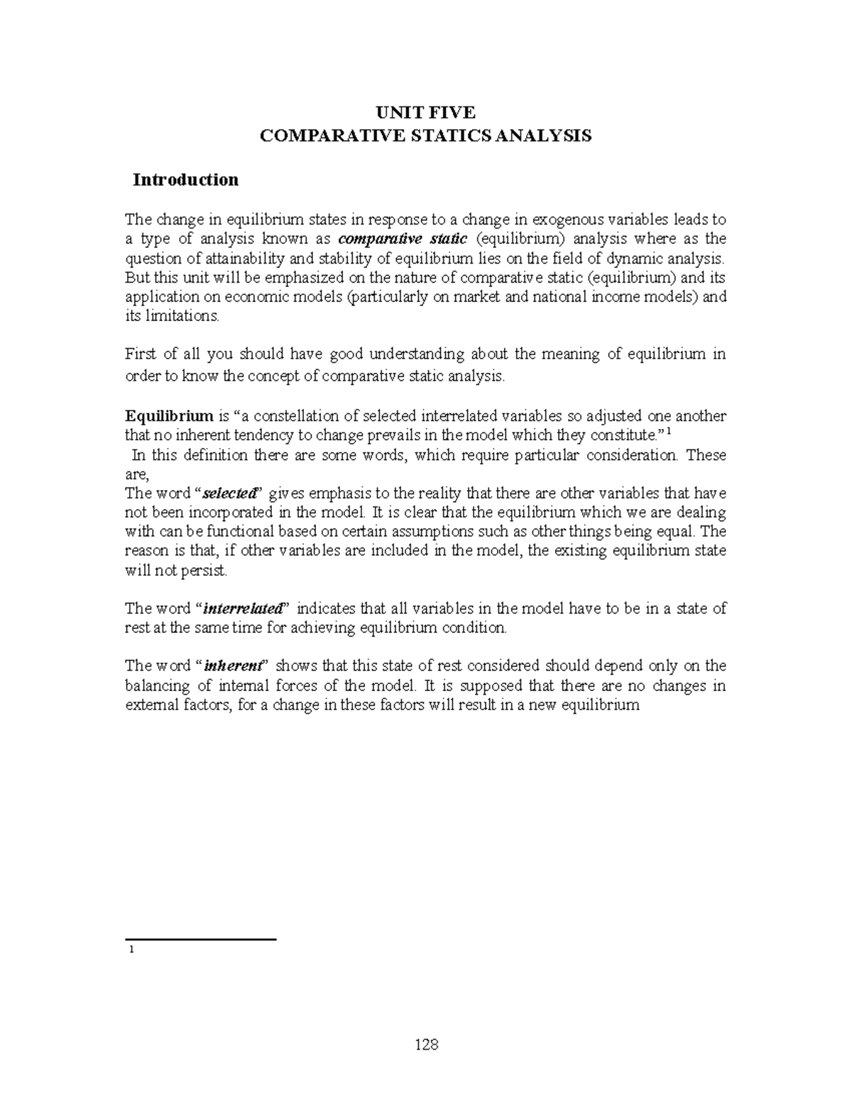 Mathematical Comparative Economics UNIT 5 - UNIT FIVE COMPARATIVE ...