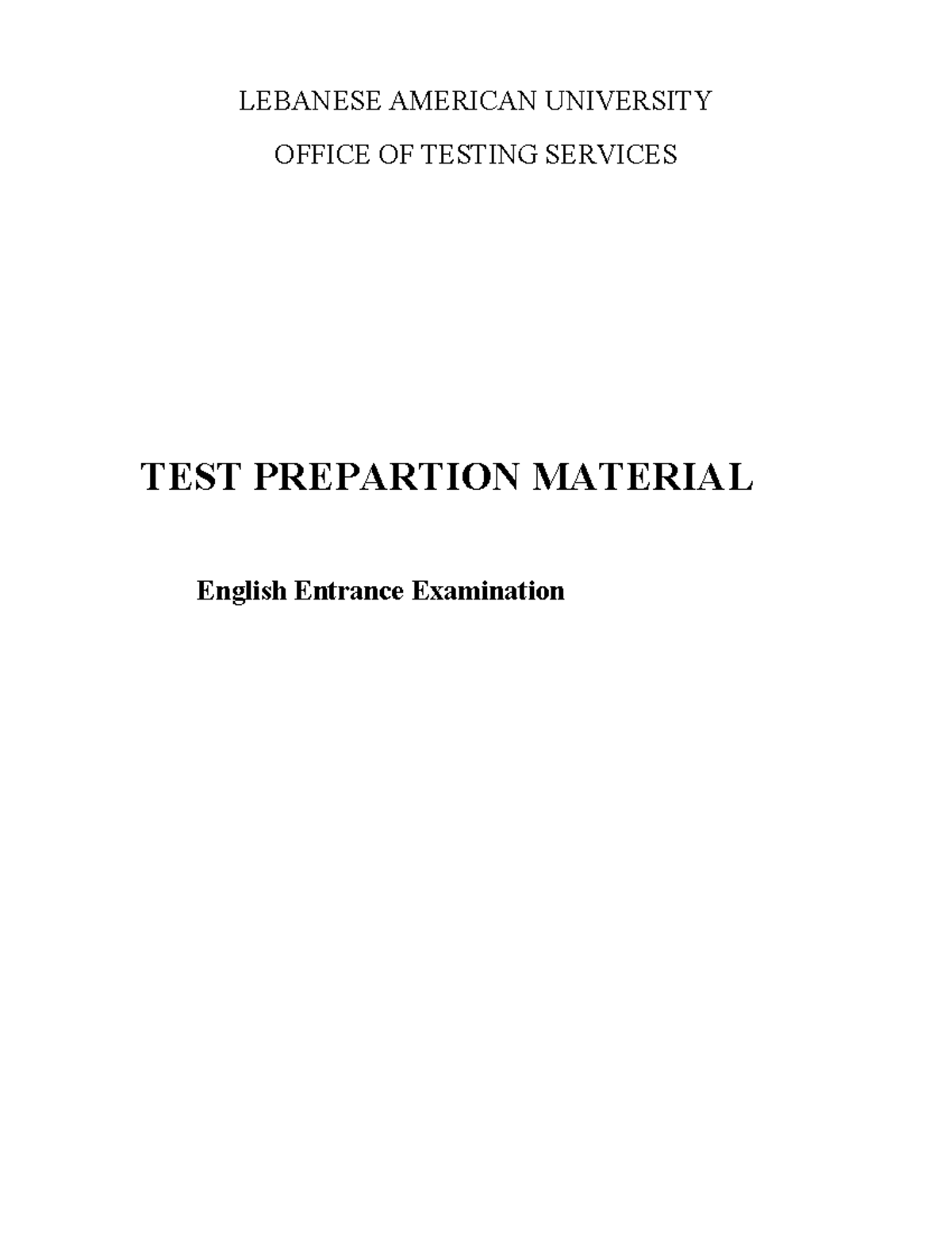 Eee-test-prep - LEBANESE AMERICAN UNIVERSITY OFFICE OF TESTING SERVICES ...