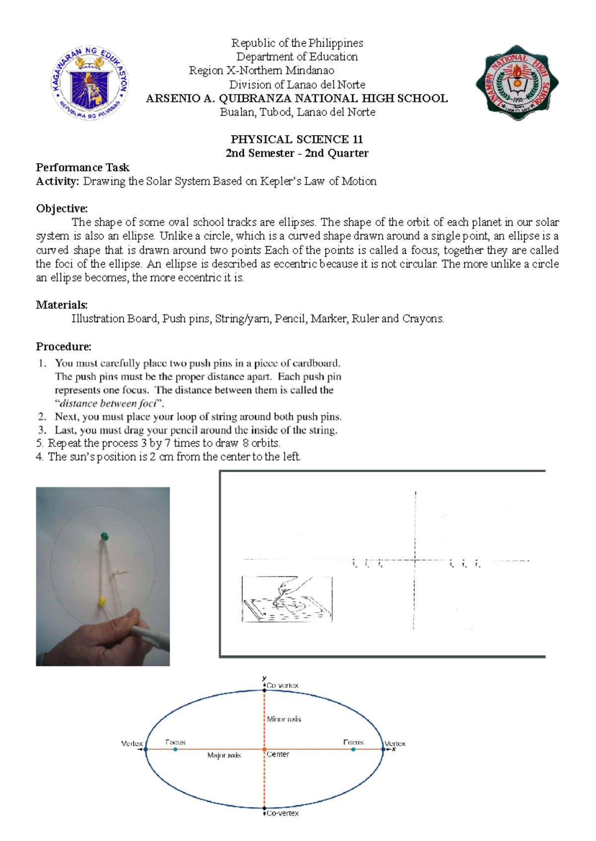 Kepler's Law of Motion Activity - Republic of the Philippines ...