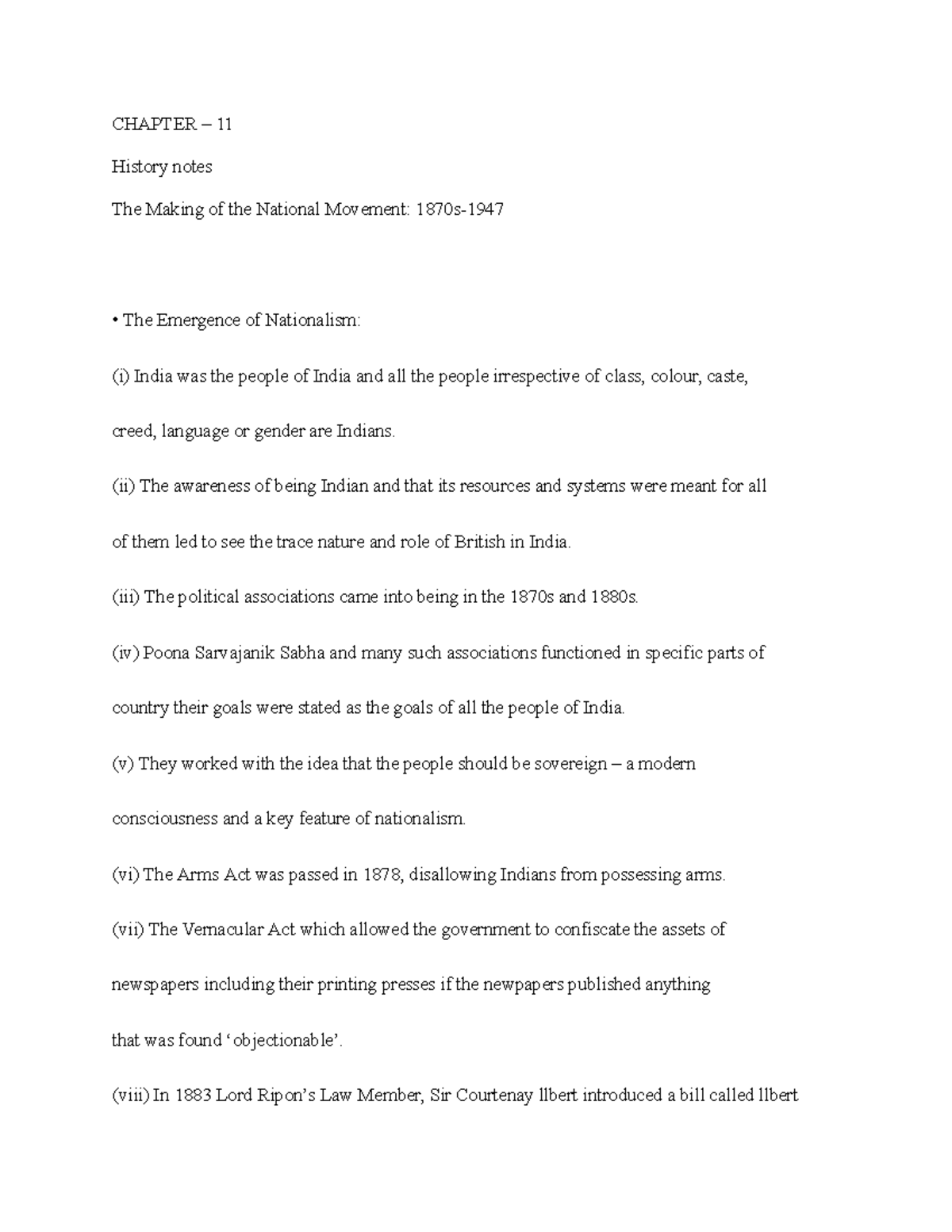 Chapter – 11 History Notes 1 - CHAPTER – 11 History notes The Making of ...