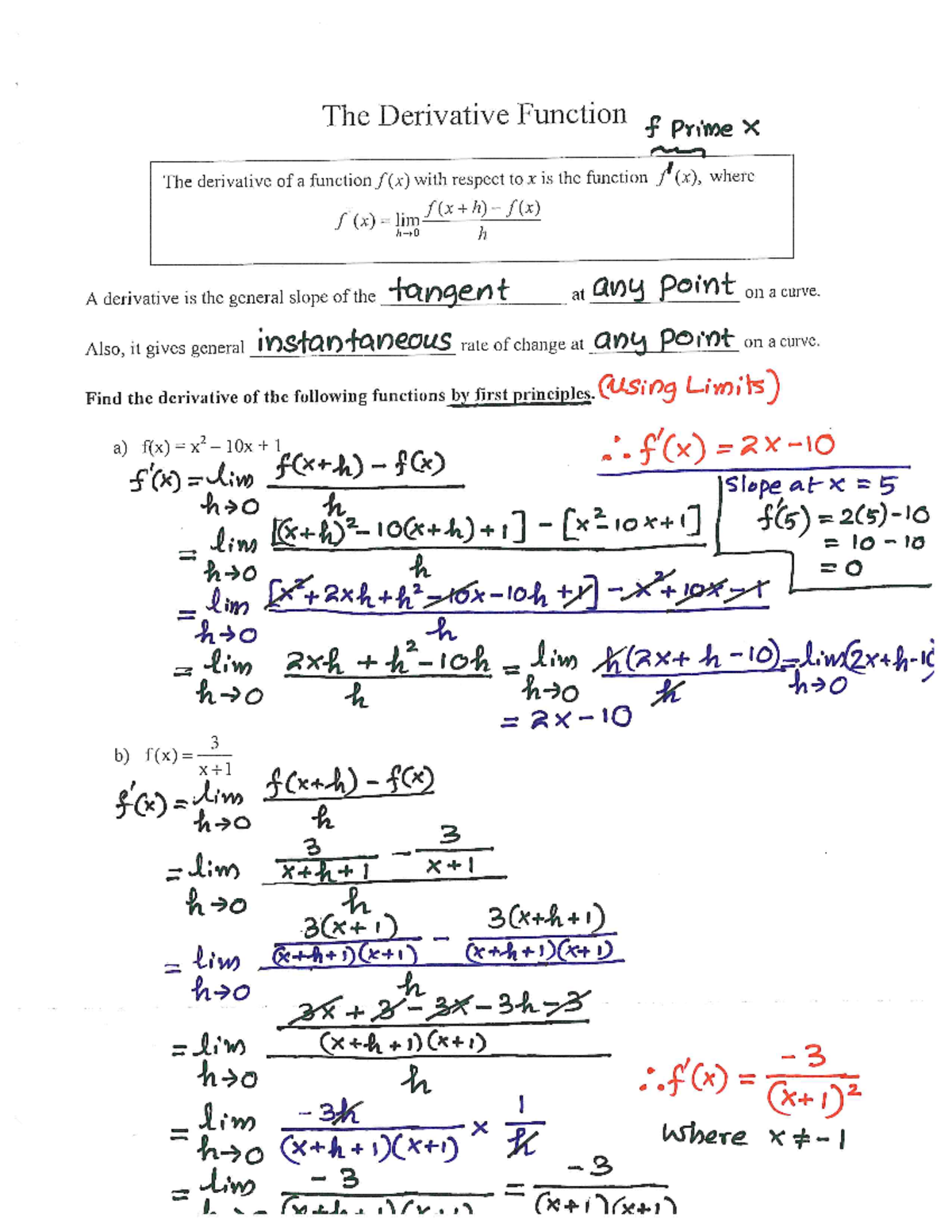 2 Lesson The Derivative Function - Studocu
