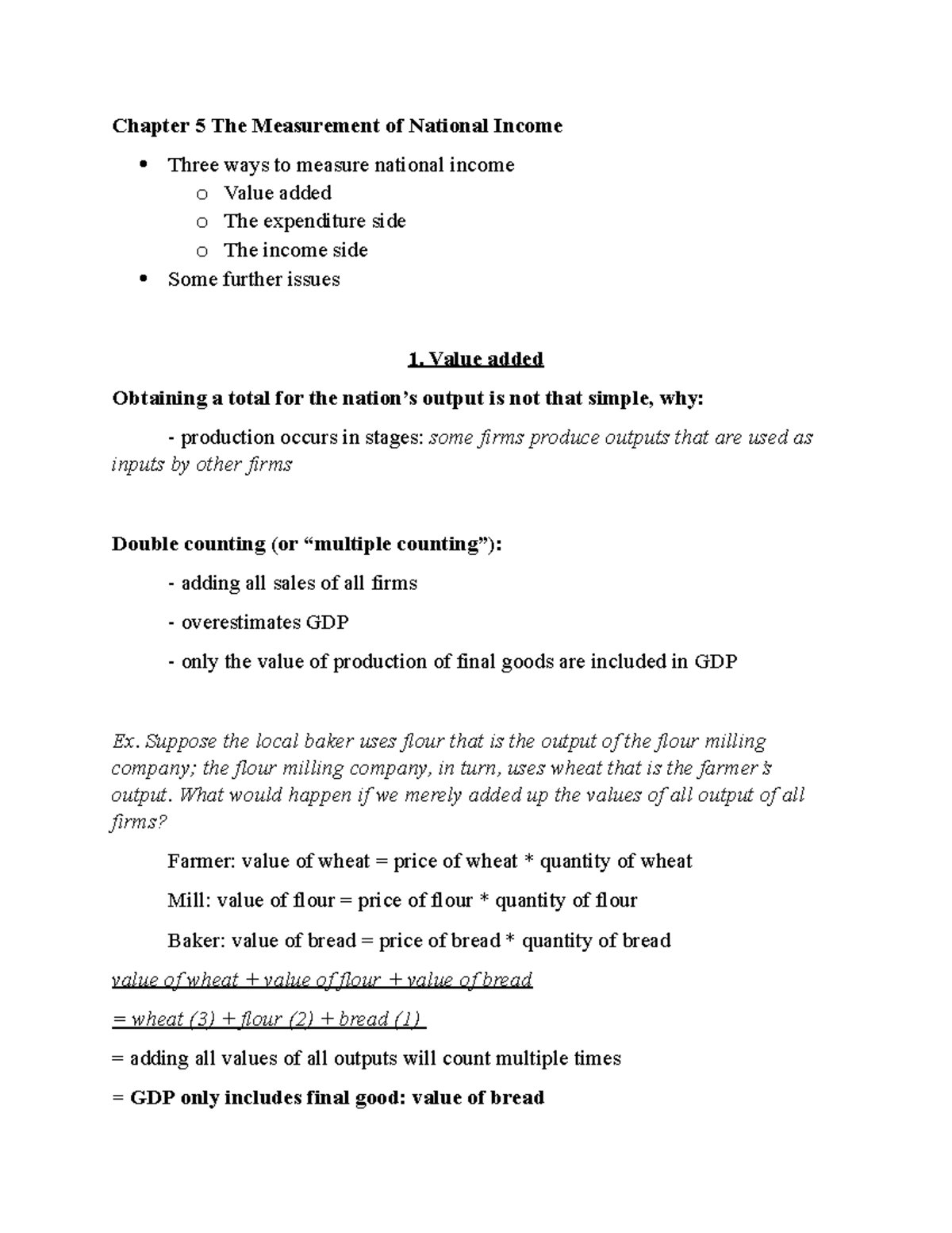 Chapter 5 - lec notes - Chapter 5 The Measurement of National Income ...