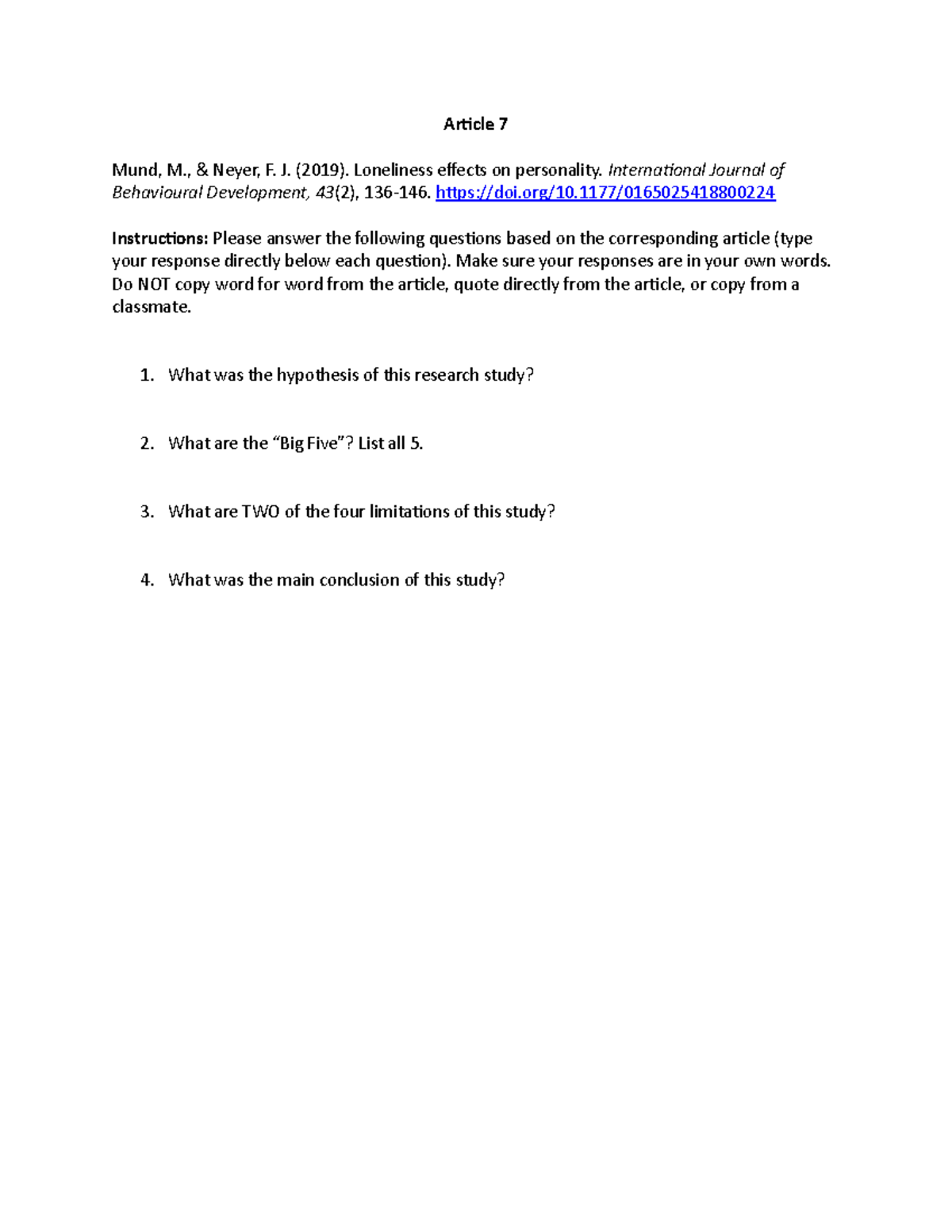 Article 7 Questions - Article 7 Mund, M., & Neyer, F. J. (2019 ...