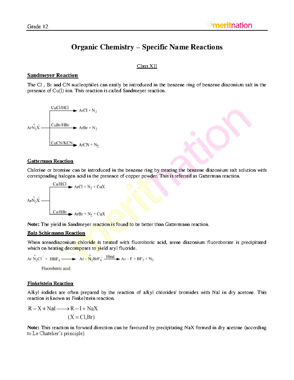 Neet quick revision - Organic Chemistry – Specific Name Reactions Class ...