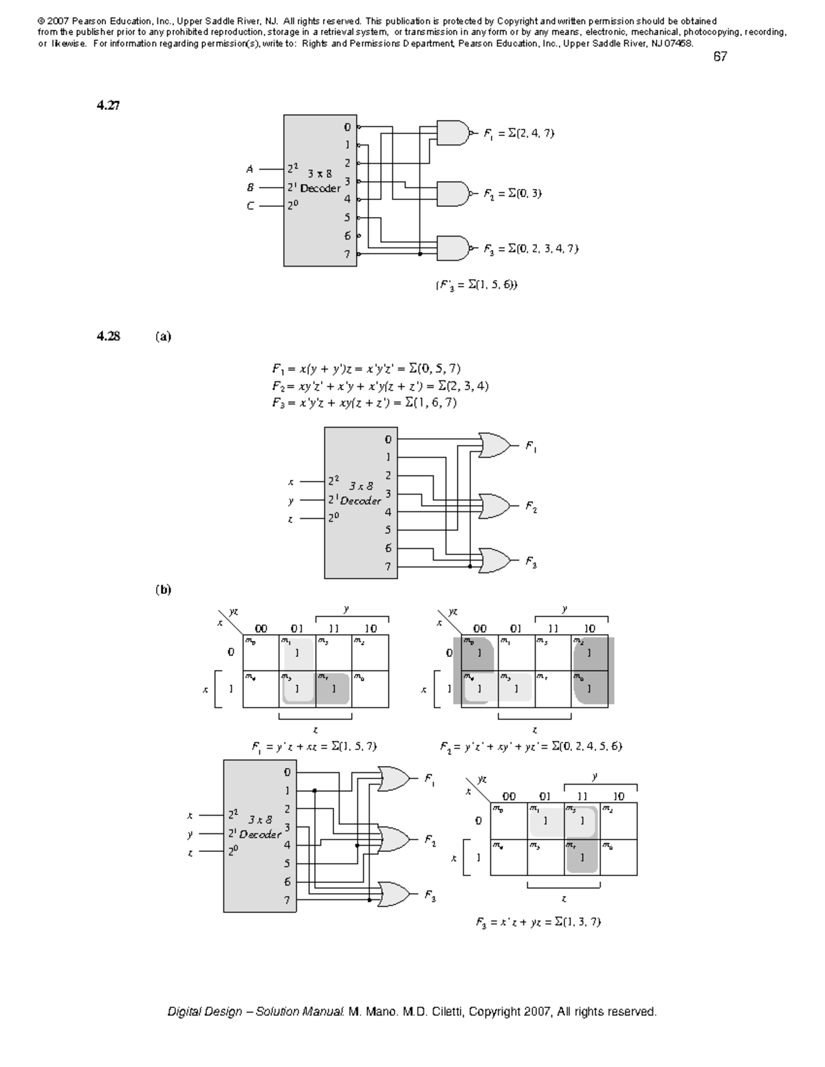 Morris Mano DD Solutions Manual-3 - 67 4. 0 1 2 3 4 5 6 7 3 x 8 Decoder ...