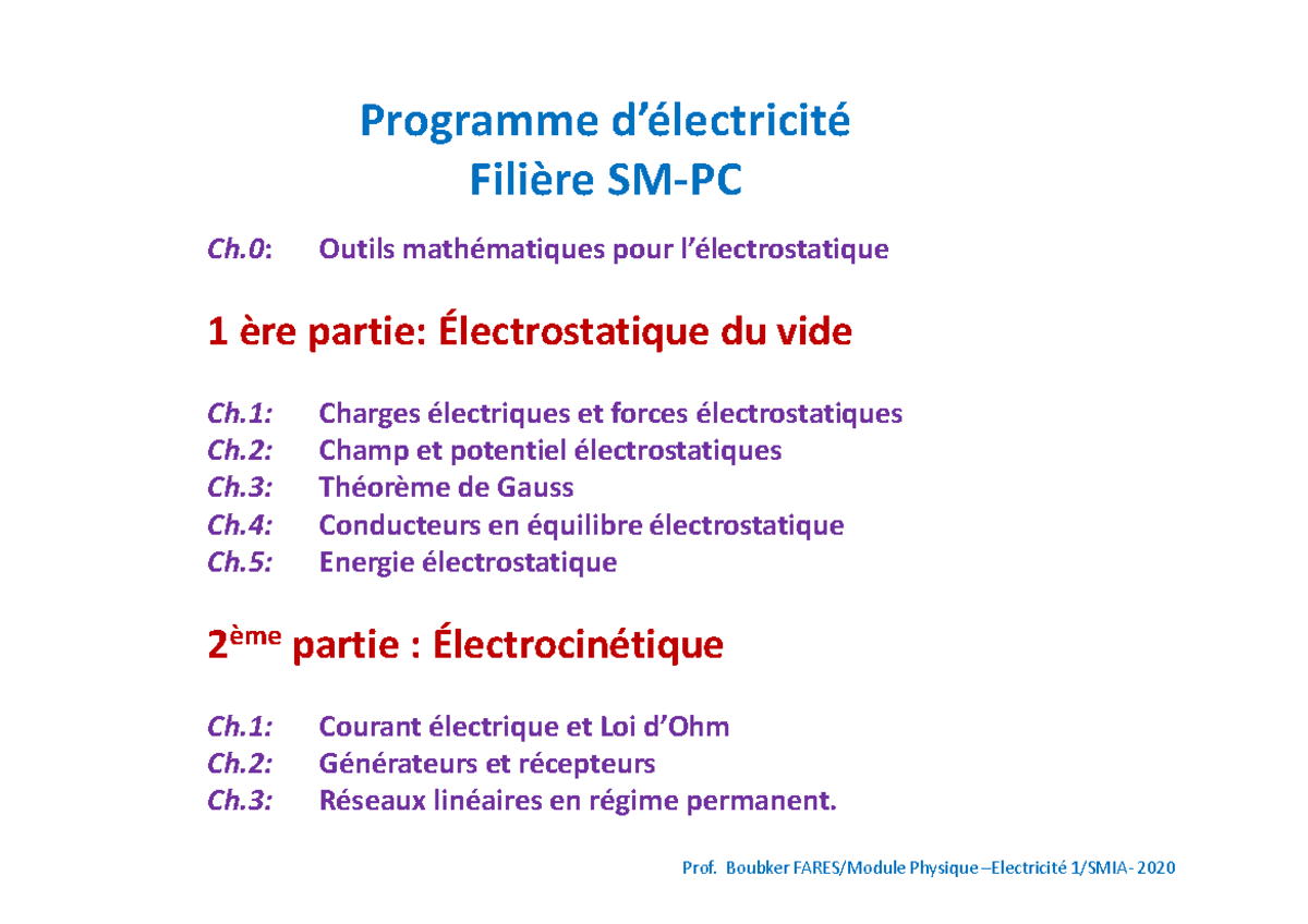 Chapitre-0 rappel-mathématique SMIA 2021 Pr Fraes - ####### Programme d’électricitéProgramme ...
