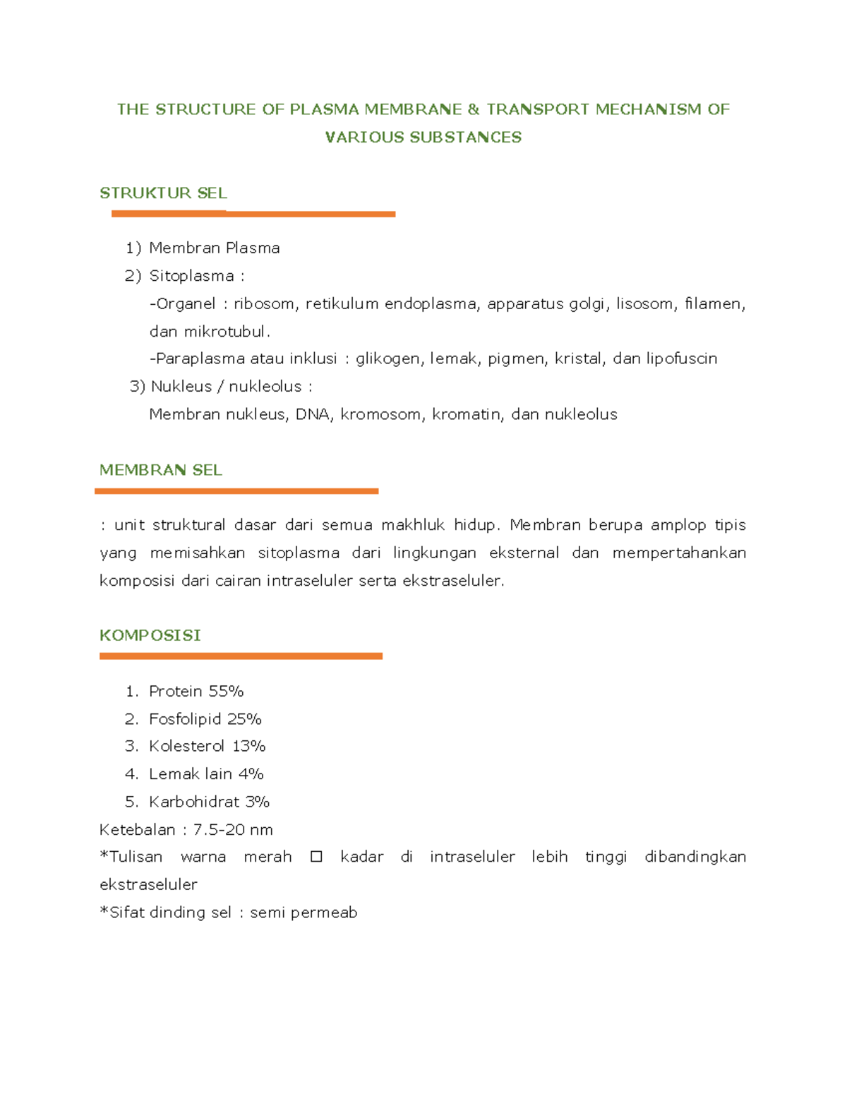 THE Structure OF Plasma Membrane notes - THE STRUCTURE OF PLASMA ...