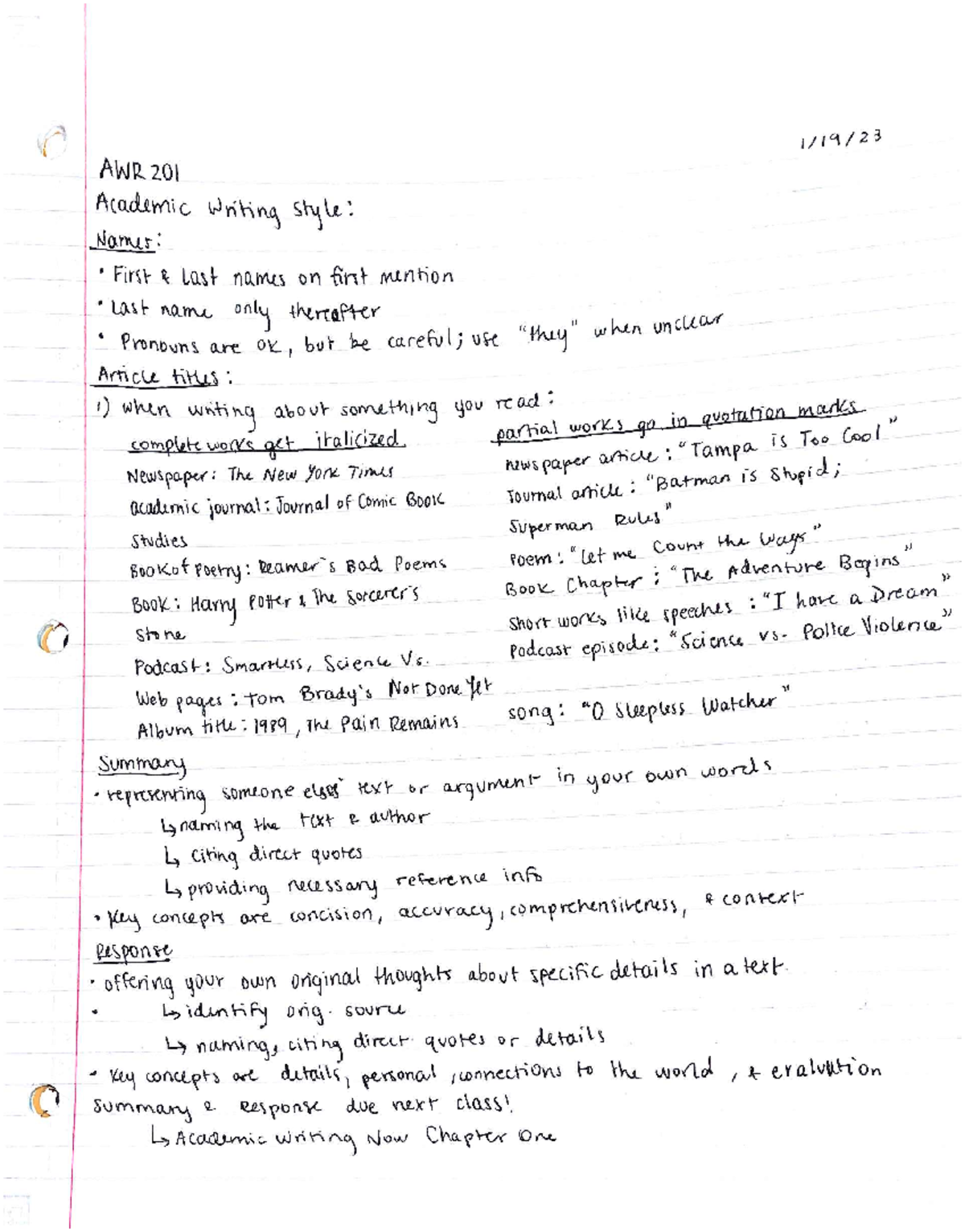 AWR Lecture Notes - AWR 201 - Studocu