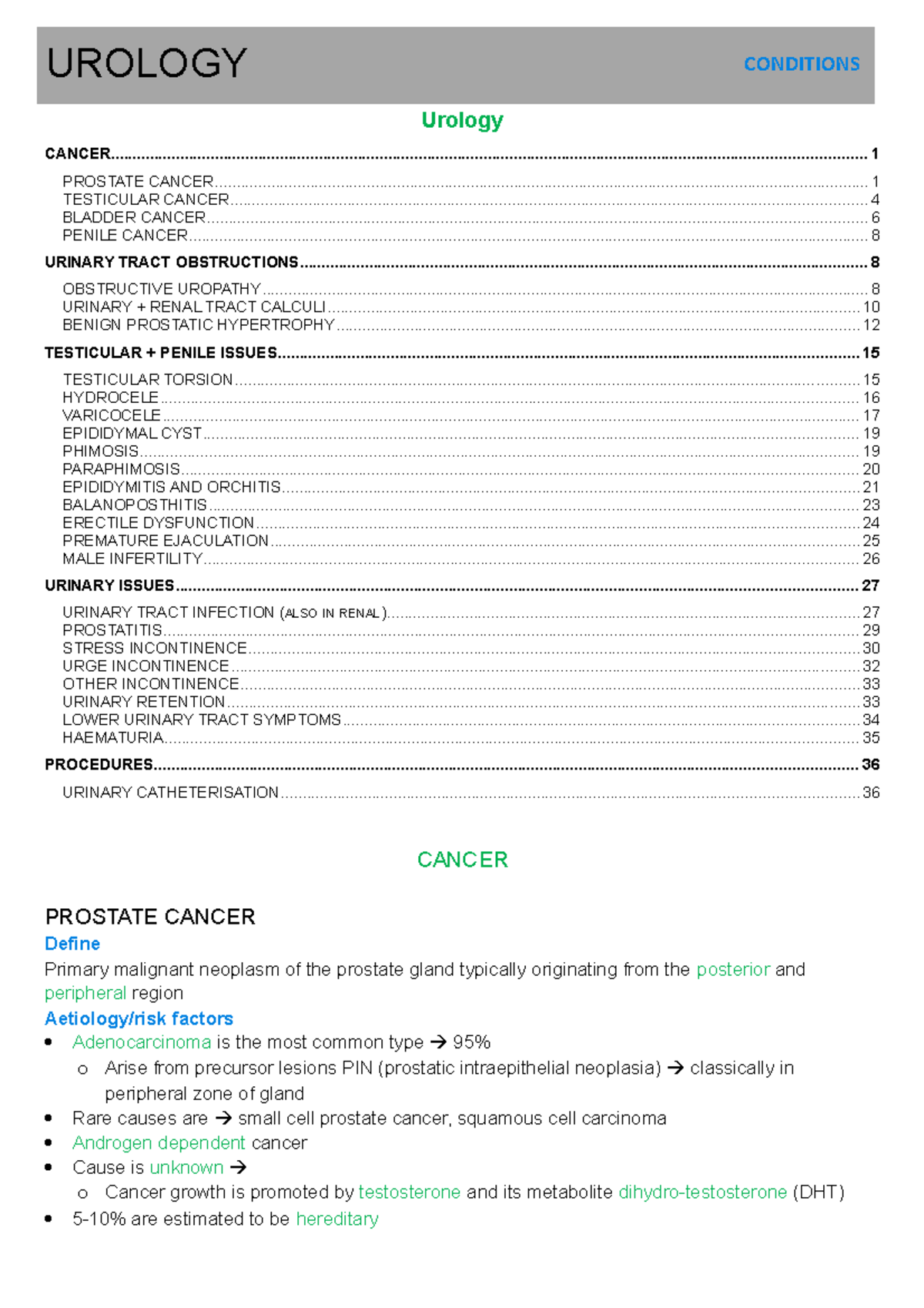 Urology - Urology - Studocu