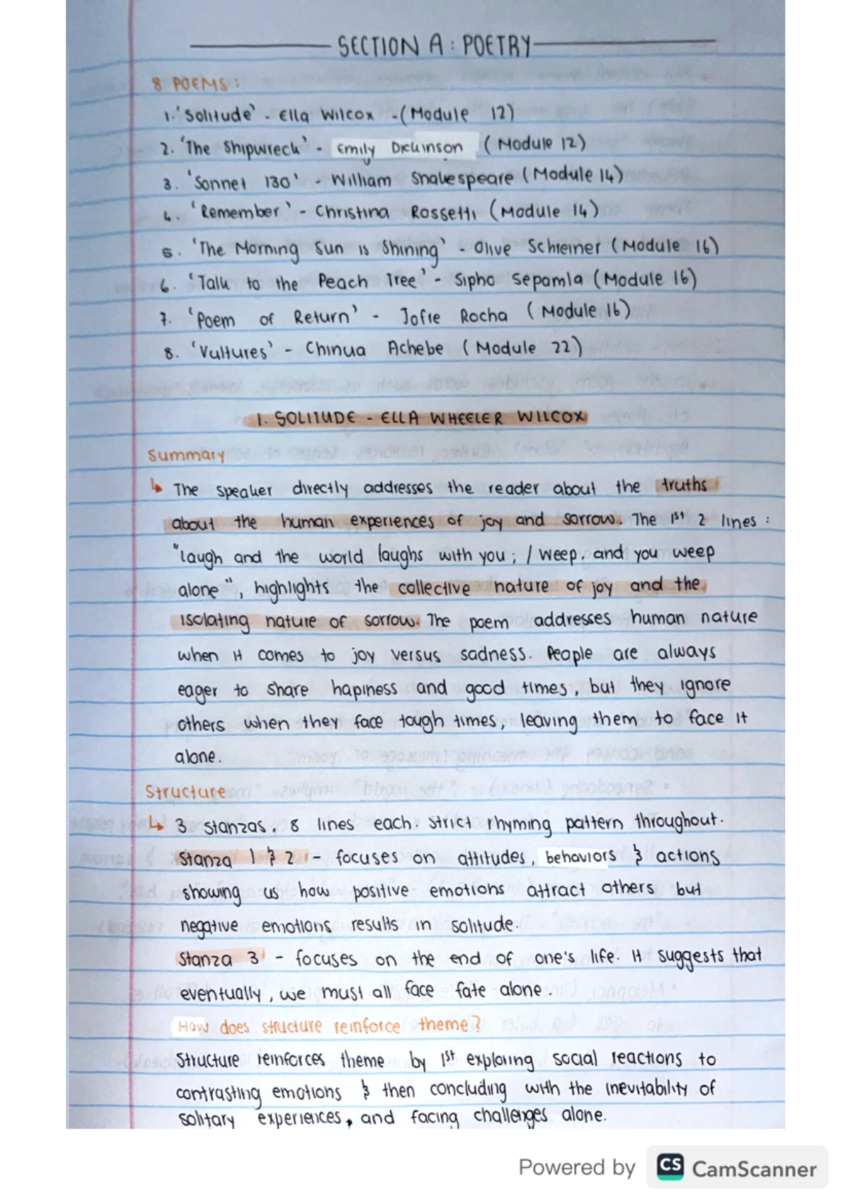 Poetry overviews - SECTION A: POETRY POEMS 1. Ella Wilcox (Module 12) 2 ...
