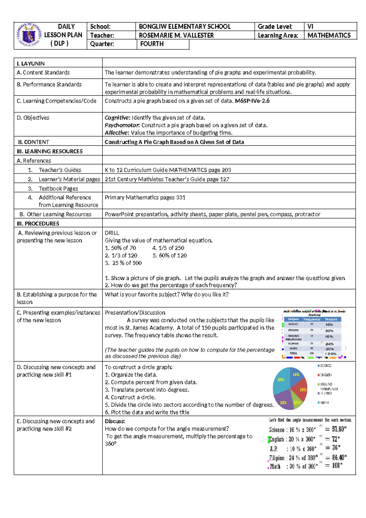 COT DLP Mathematics 6 BY Teacher Liberty B. Monteagudo - DAILY LESSON ...