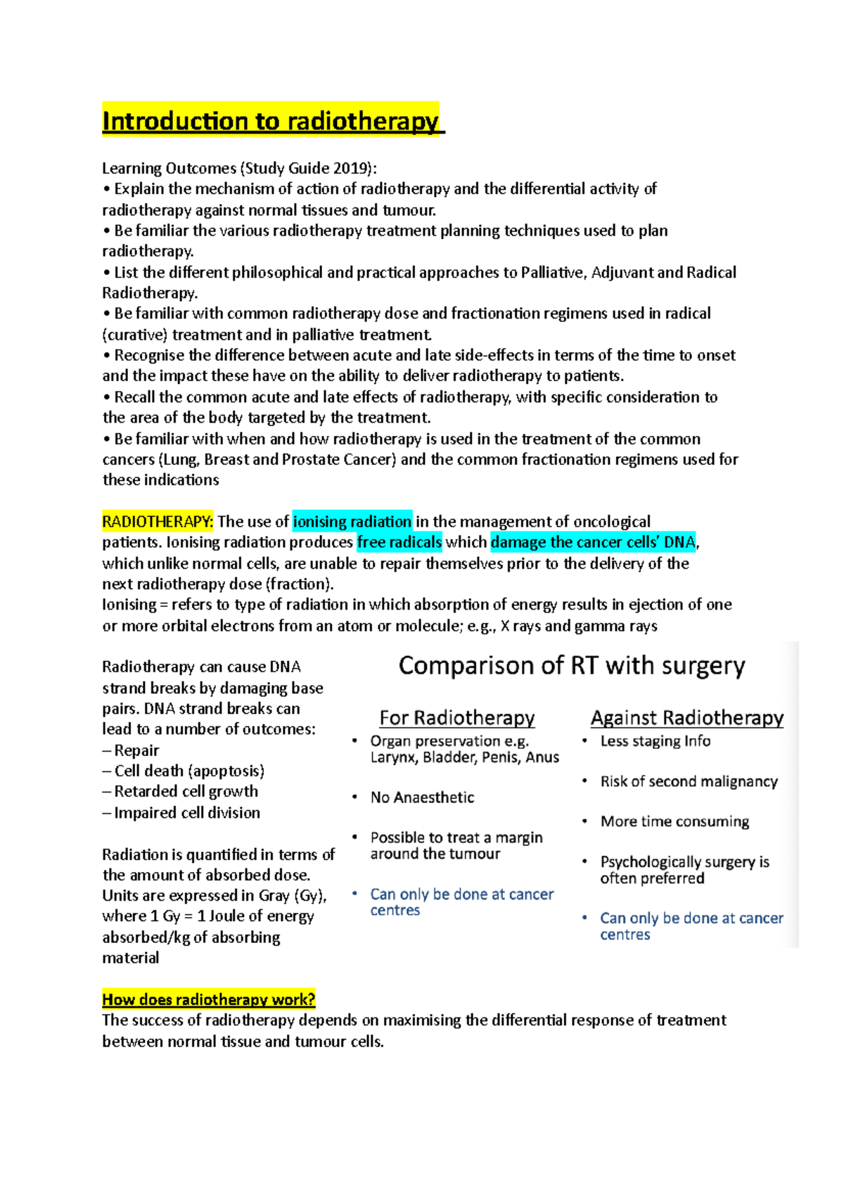 Introduction to radiotherapy and its use - MED5017 - QUB - Studocu