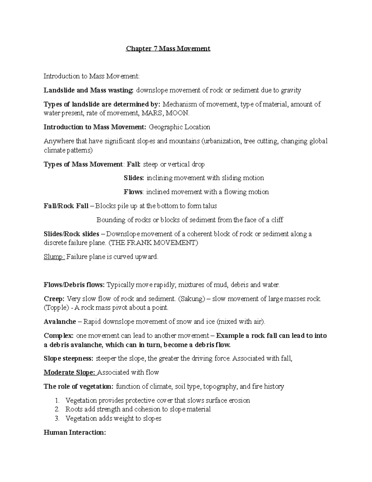 Chapter 7 Mass Movement - Chapter 7 Mass Movement Introduction to Mass ...