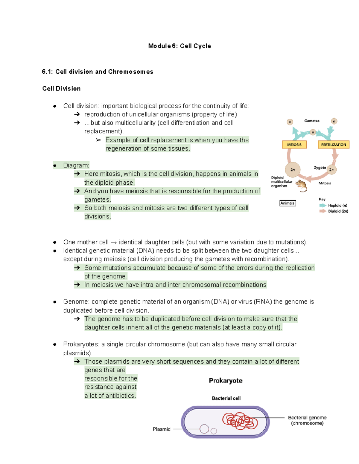 Module 6 Cell Cycle - Module 6: Cell Cycle 6: Cell division and Chromosomes Cell Division Cell ...