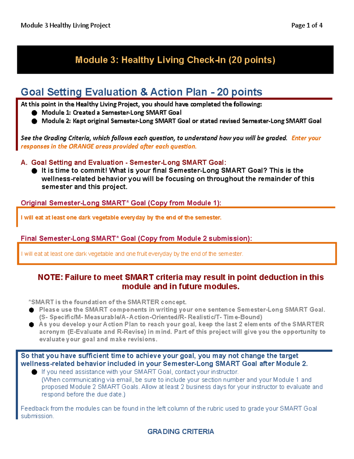 Module 3 Healthy Living Check-In Form 2019 - Module 3: Healthy Living ...