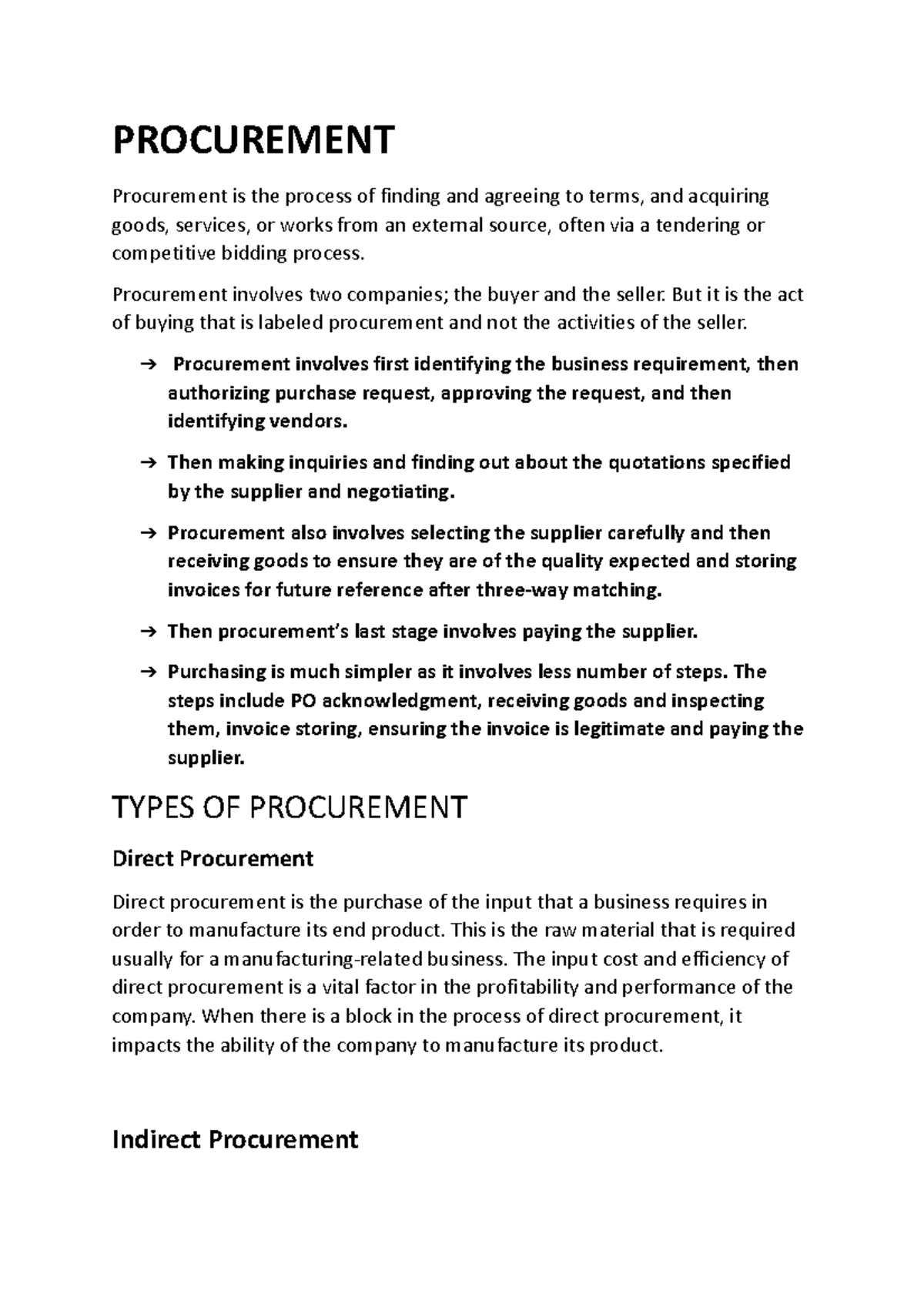 Procurement - PROCUREMENT Procurement is the process of finding and ...