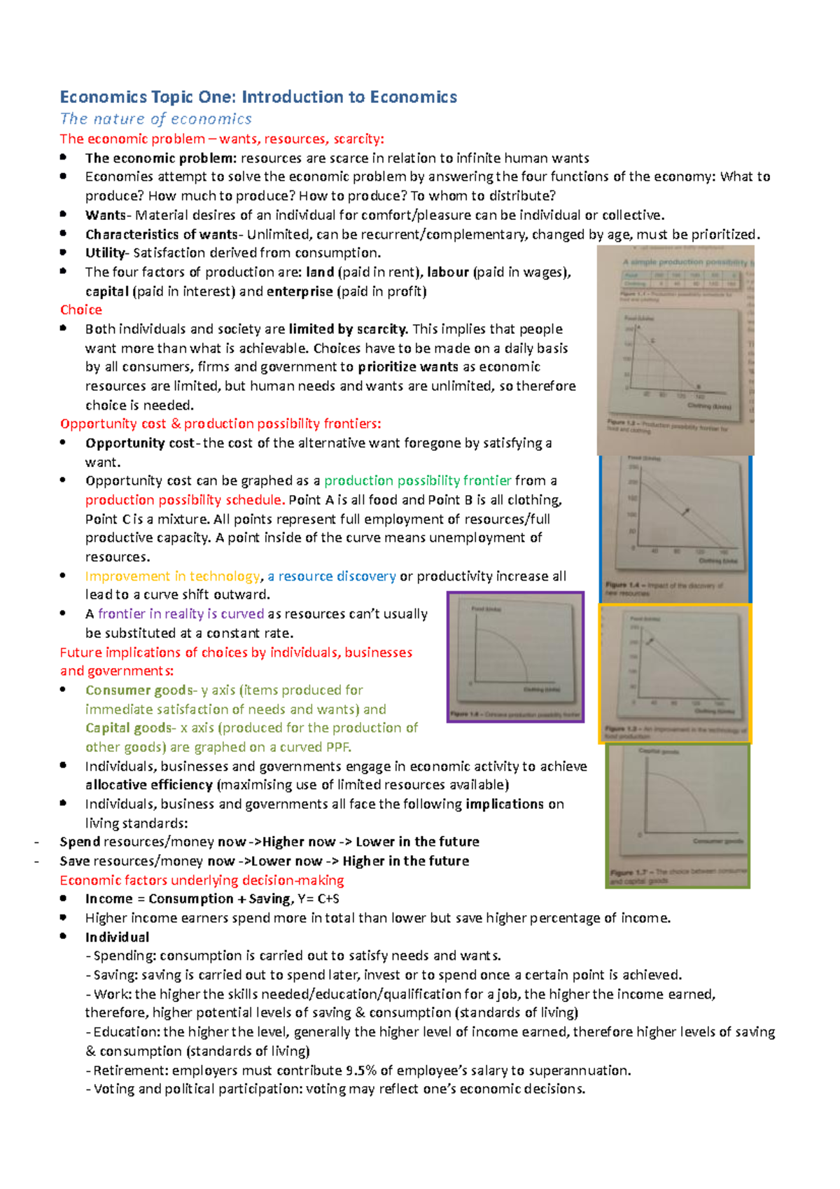 Notes on All Topics - (Brad North) - Economics Topic One: Introduction ...
