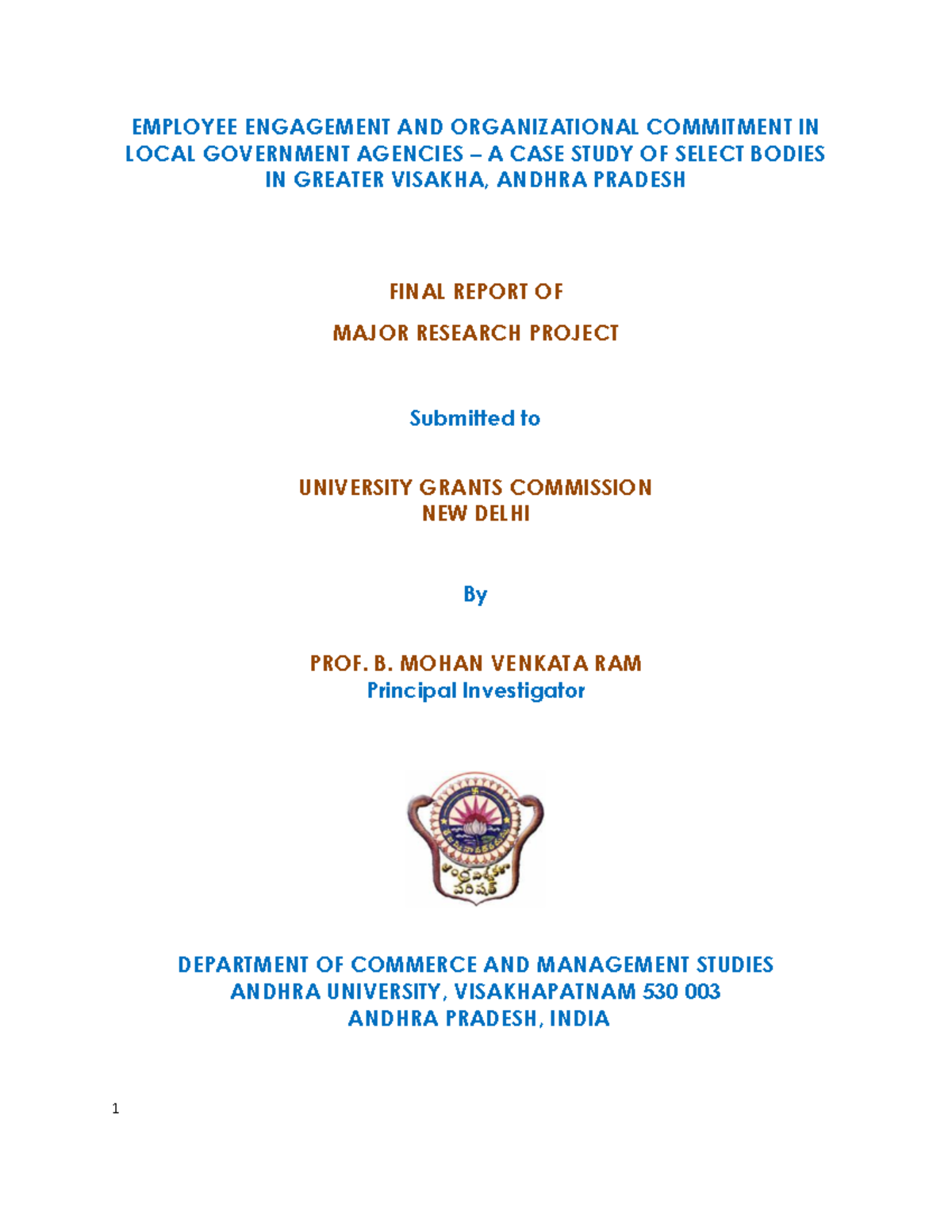 MRP final report draft - Test - EMPLOYEE ENGAGEMENT AND ORGANIZATIONAL ...