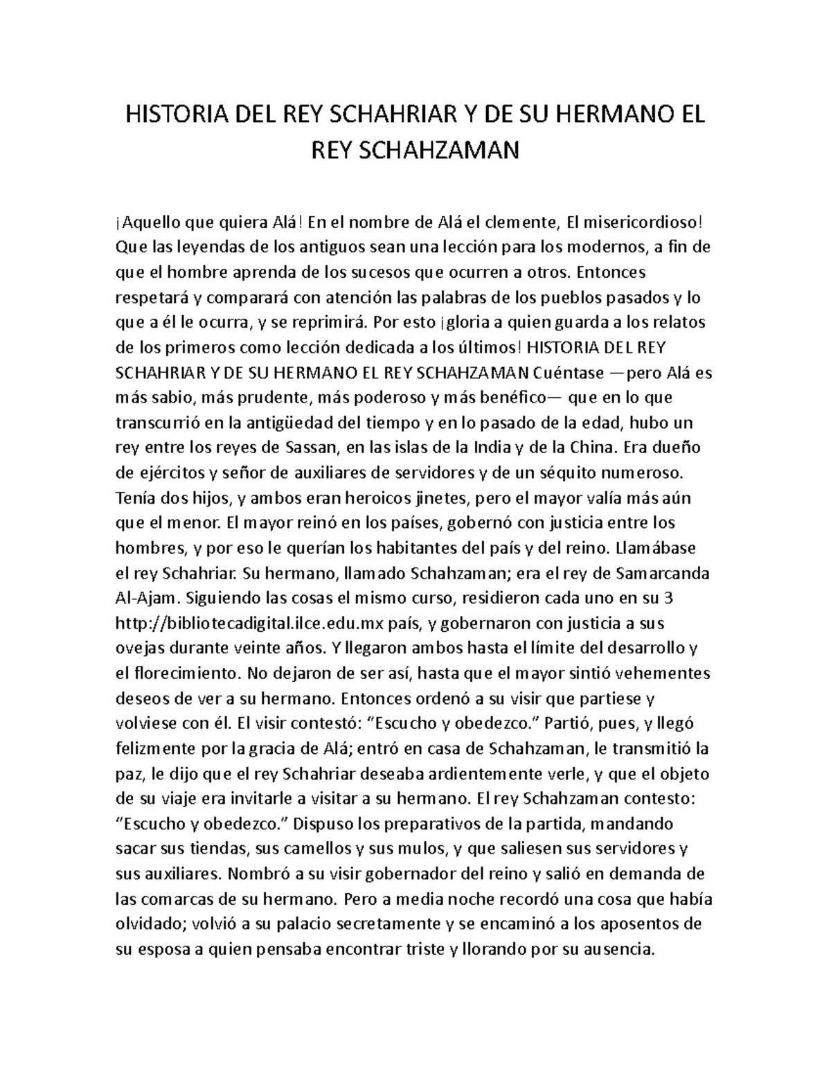 Historia DEL REY Schahriar Y DE SU Hermano EL REY Schahzaman - HISTORIA ...