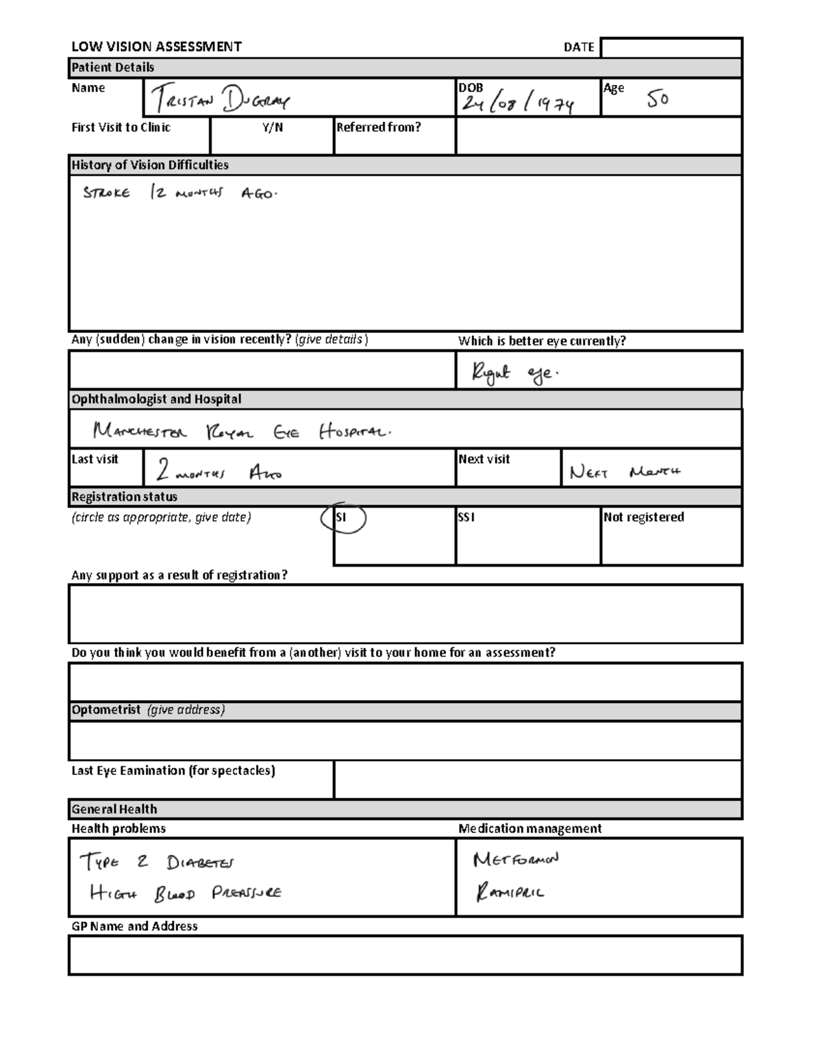 Low Vision Record Card 2023 version for OSCE - LOW VISION ASSESSMENT ...