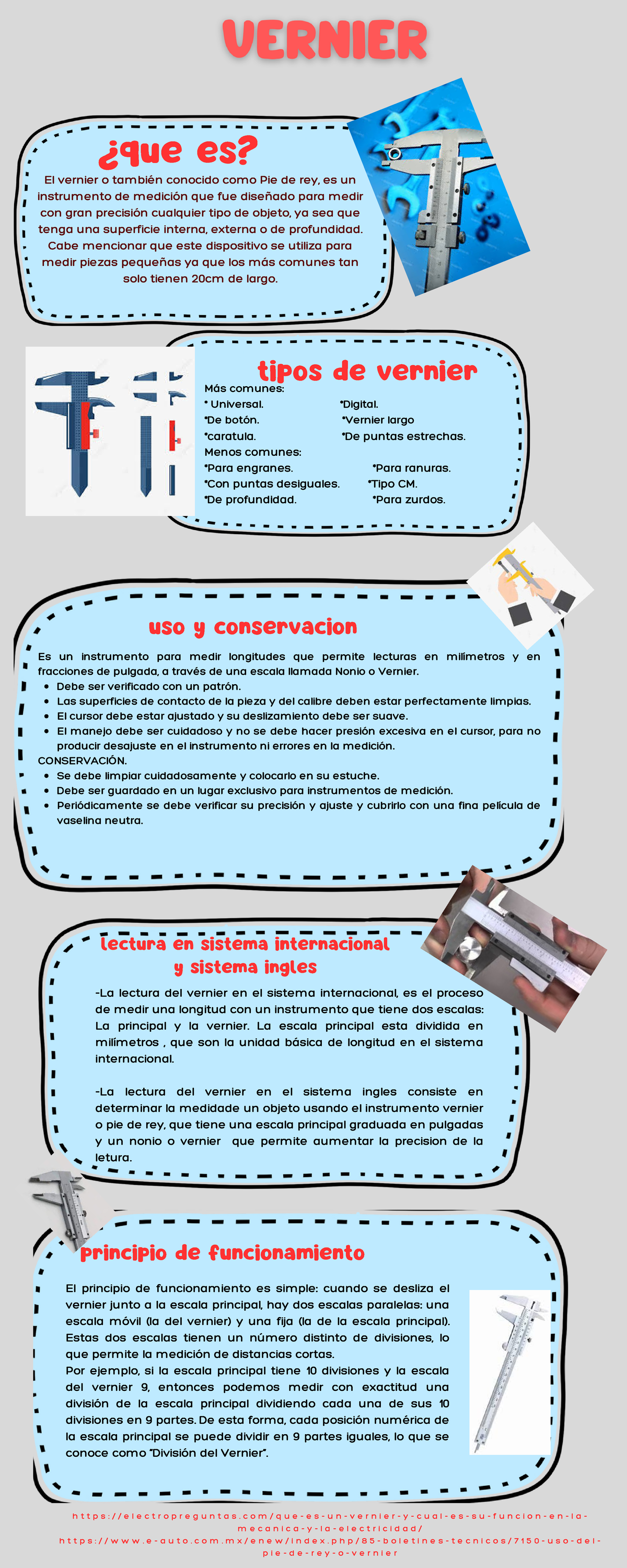 Infografias del vernier y el micrometro - Debe ser verificado con un patrón. Las superficies de ...