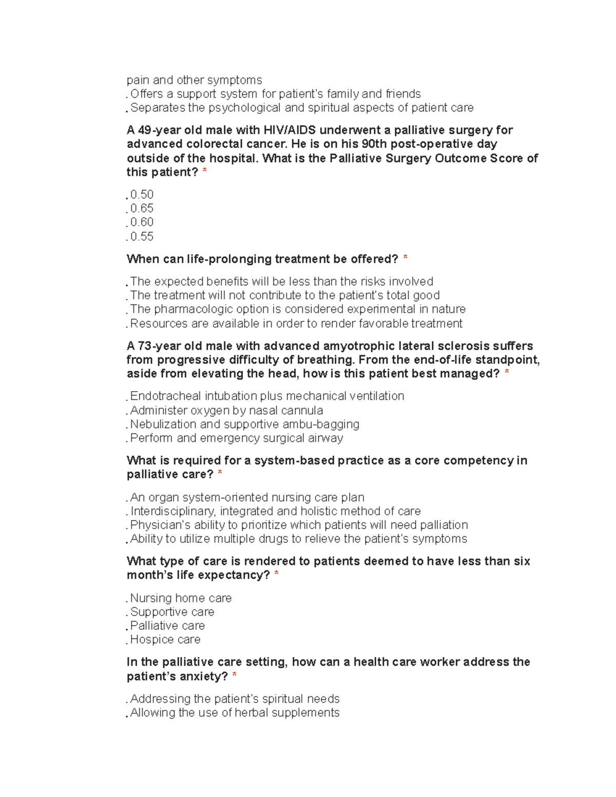 Illness and injuries exam part 6 - pain and other symptoms Offers a ...