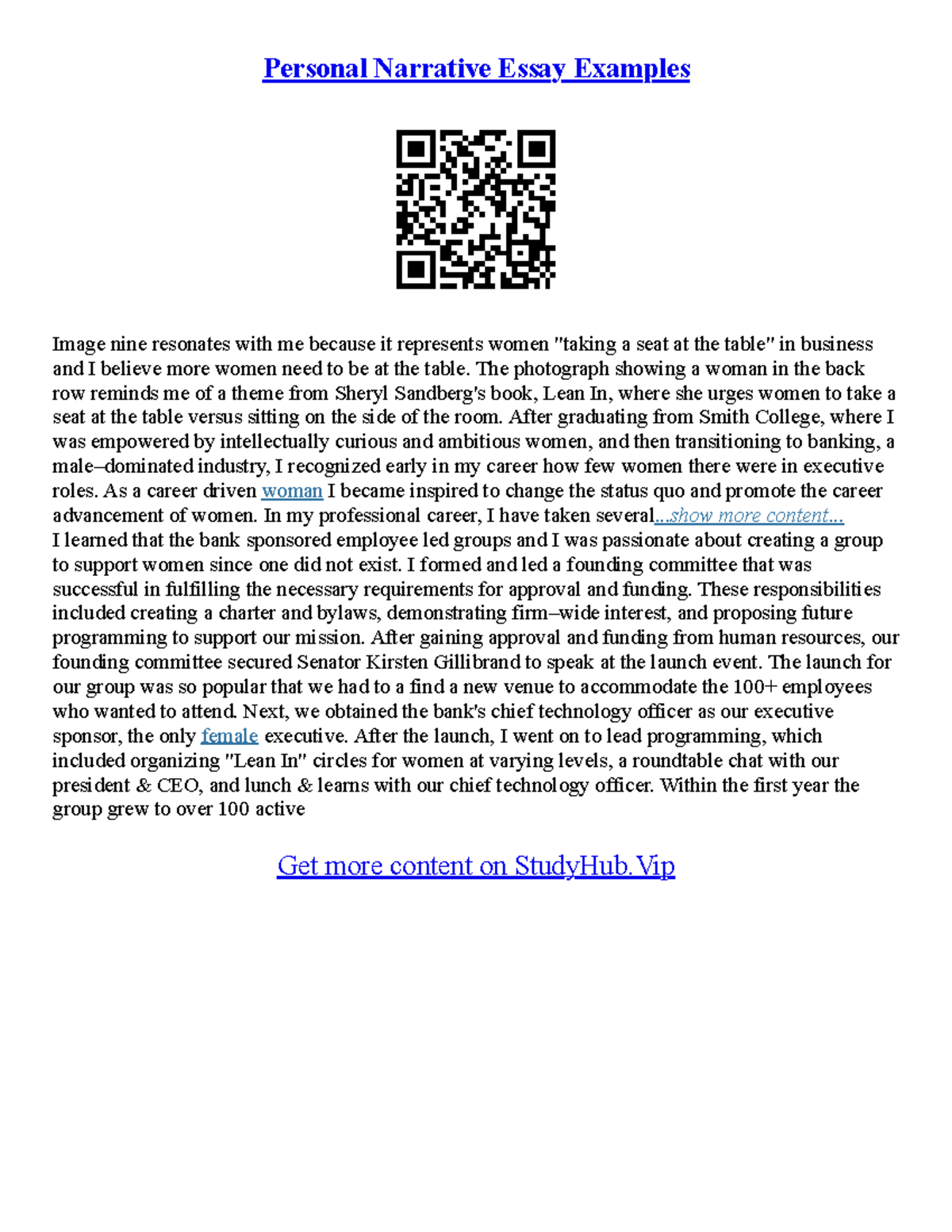 Narrative Essay Examples For College - Personal Narrative Essay ...