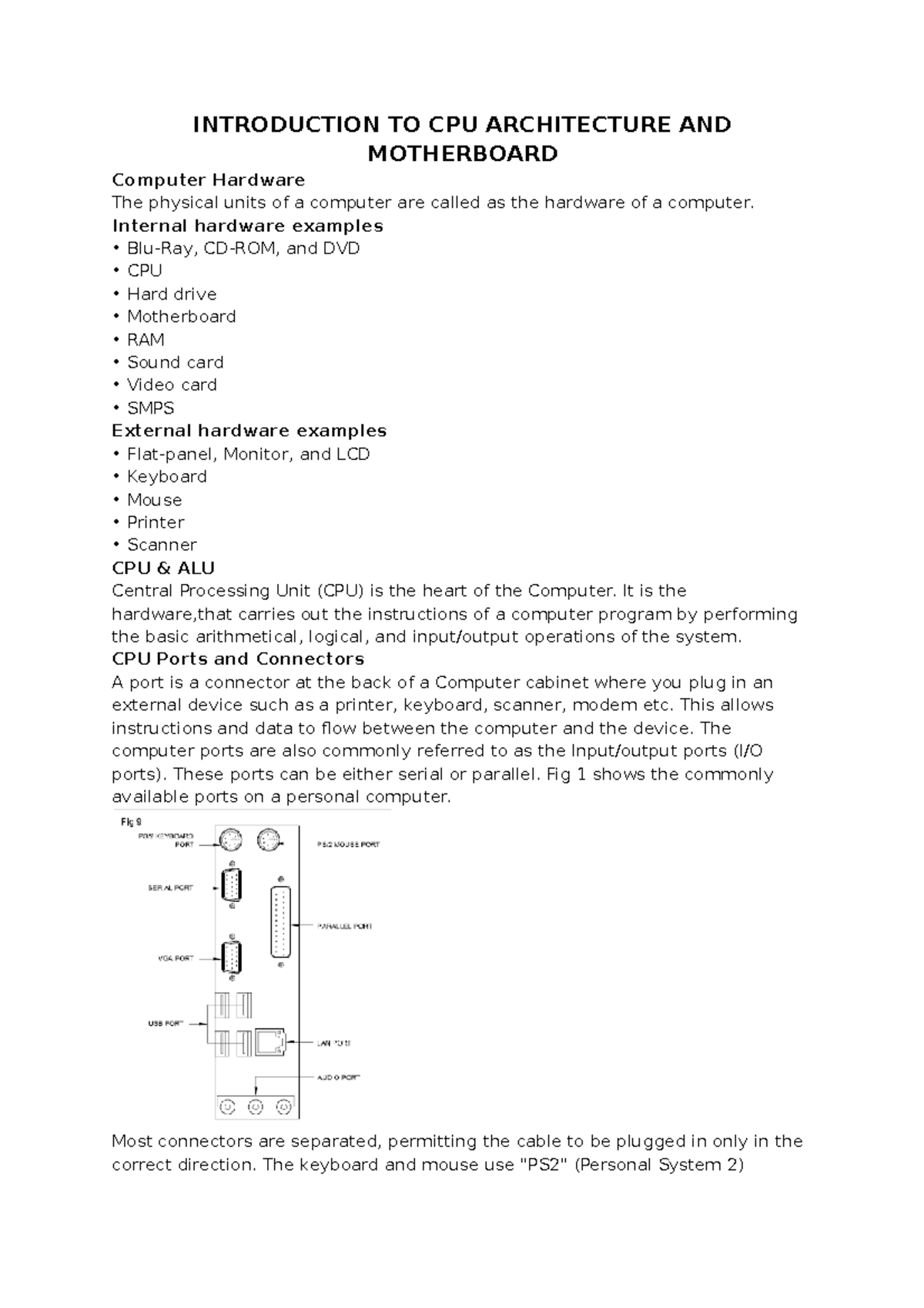 ComputerEssential-unit-1.2Anatomy of a computer - INTRODUCTION TO CPU ...