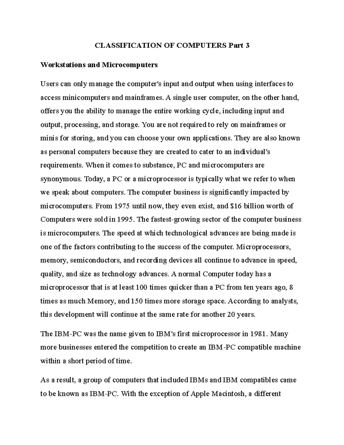 Classification OF Computers Part 3 - CLASSIFICATION OF COMPUTERS Part 3 ...