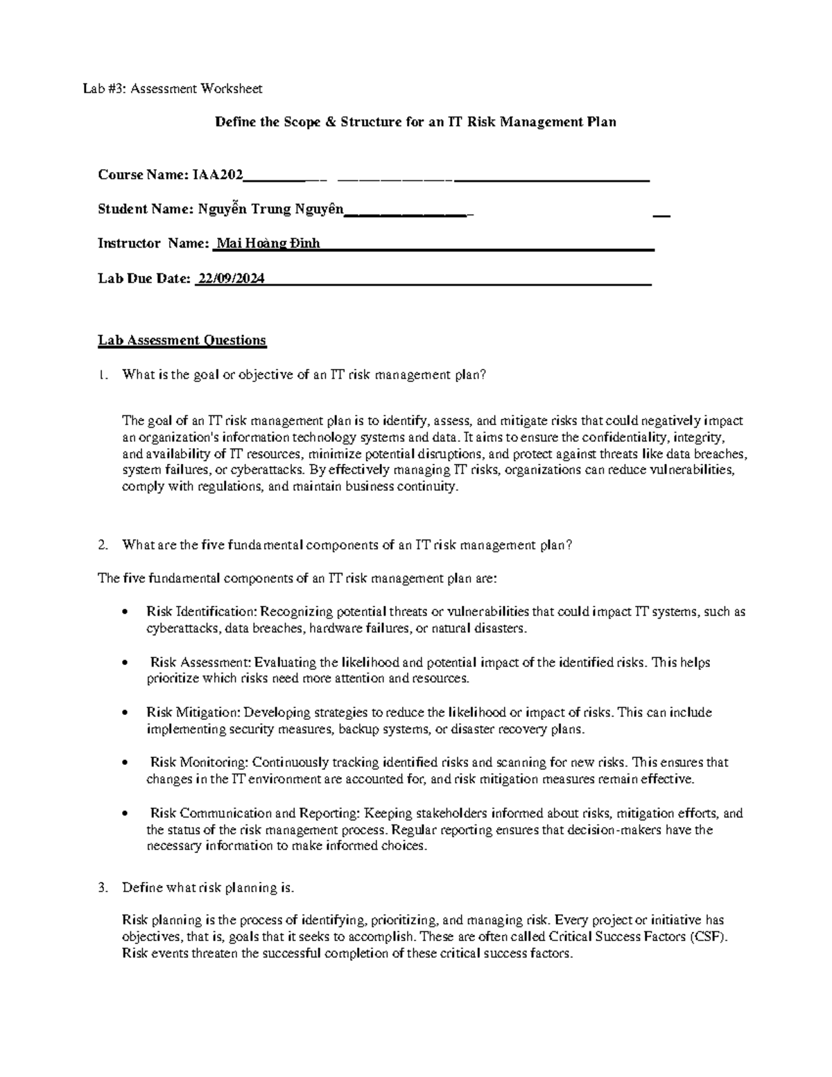 Lab3 IAA202 Nguyen NT - DSADASDAS - Lab #3: Assessment Worksheet Define ...