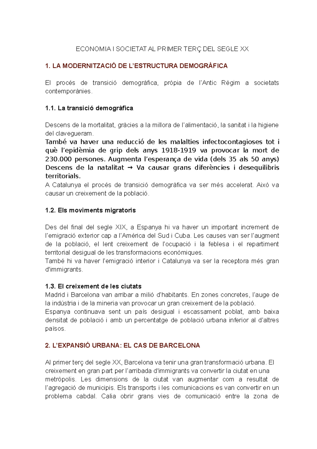 Economia I Societat AL Primer TERÇ DEL Segle XX - ECONOMIA I SOCIETAT ...