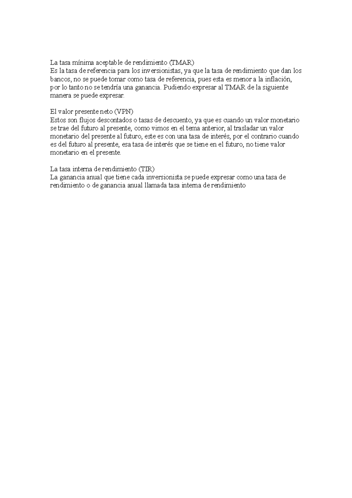 Diferencia TIR TMAR Trema - La tasa mínima aceptable de rendimiento ...