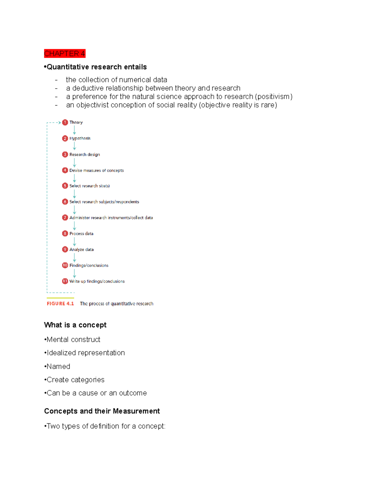Chapter 4 - Course material - CHAPTER 4 •Quantitative research entails ...