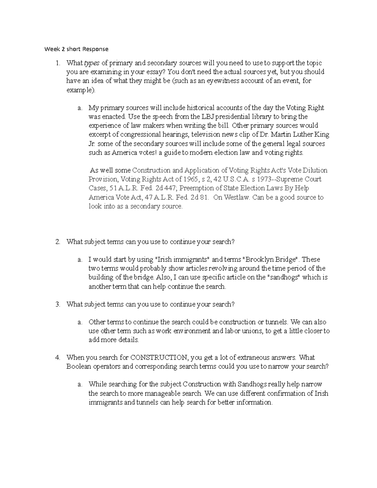 Module two short responses - Week 2 short Response What types of ...
