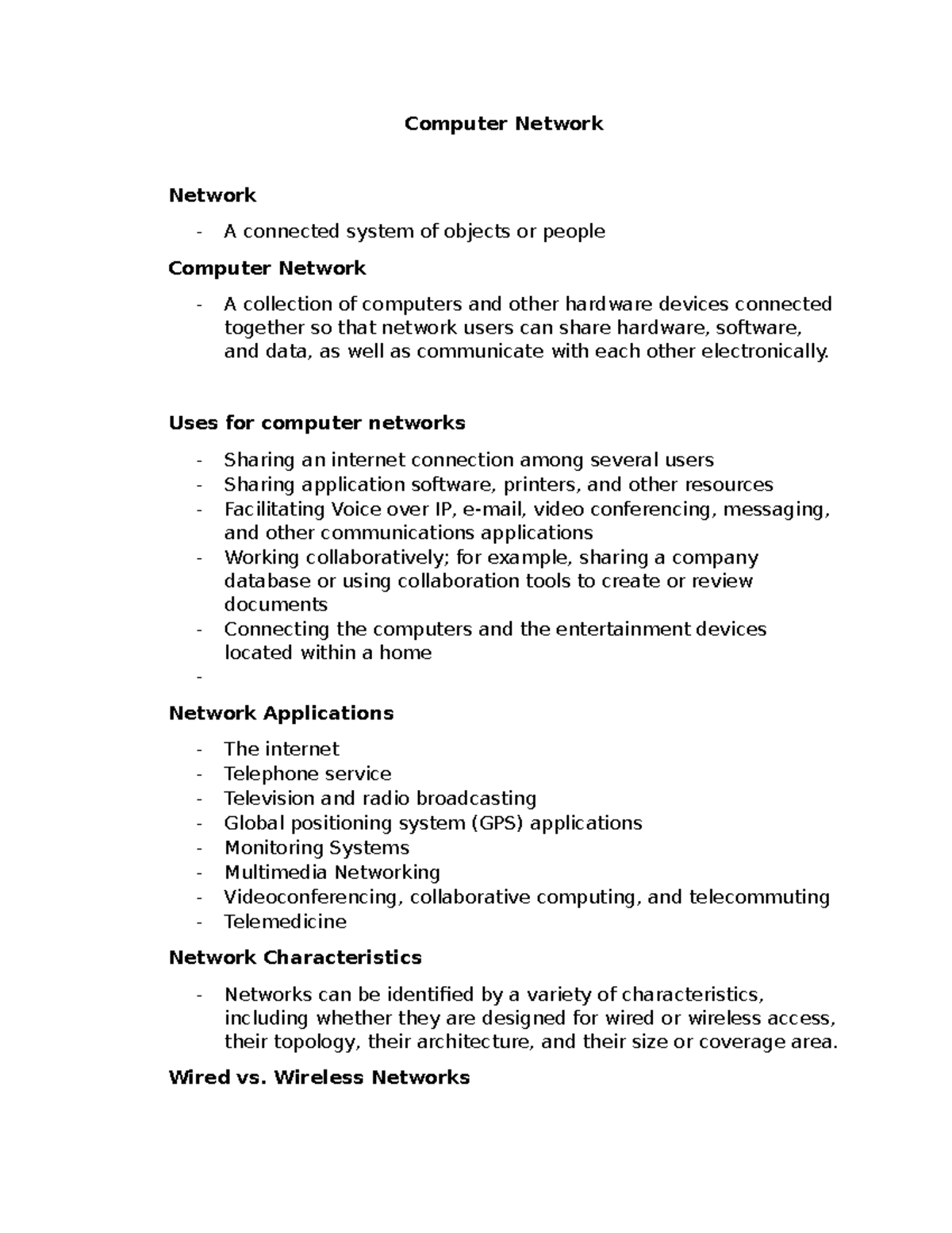 What is Computer Network - Computer Network Network A connected system ...