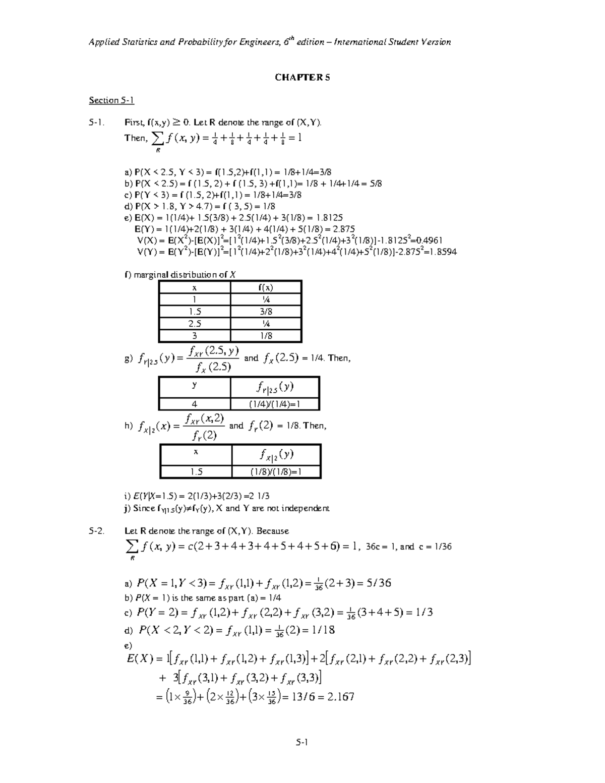 5 1 To 5 4 Exercises Solutions Applied Statistics And Probability For