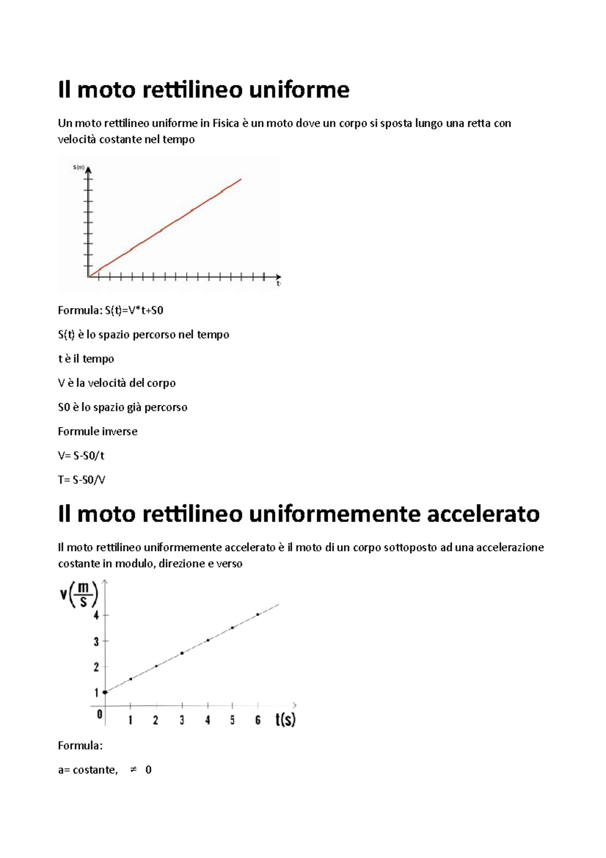 Fisica di quinto anno i moti liceo scientifico - Il moto rettilineo ...