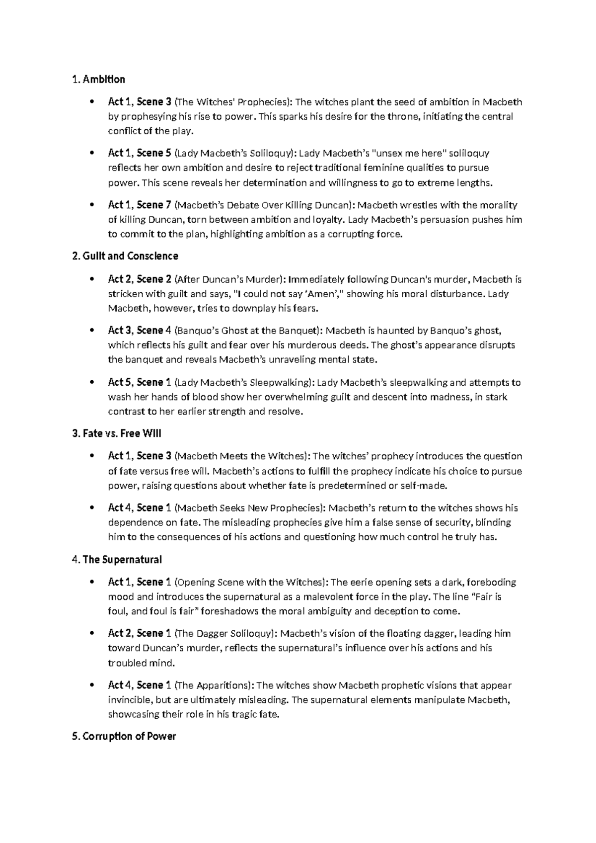 Macbeth theme evidence - 1. Ambition Act 1, Scene 3 (The Witches ...