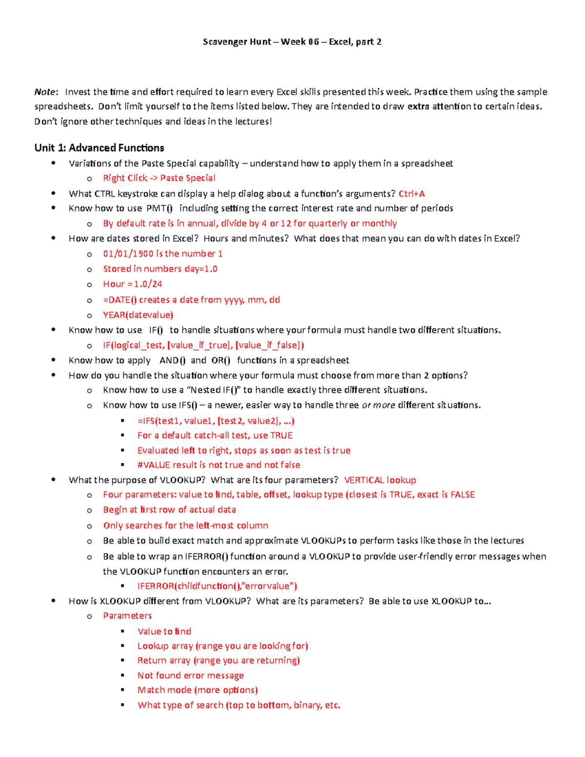 Scavenger Hunt 06-Excel Part 2 - Scavenger Hunt – Week 06 – Excel, part ...