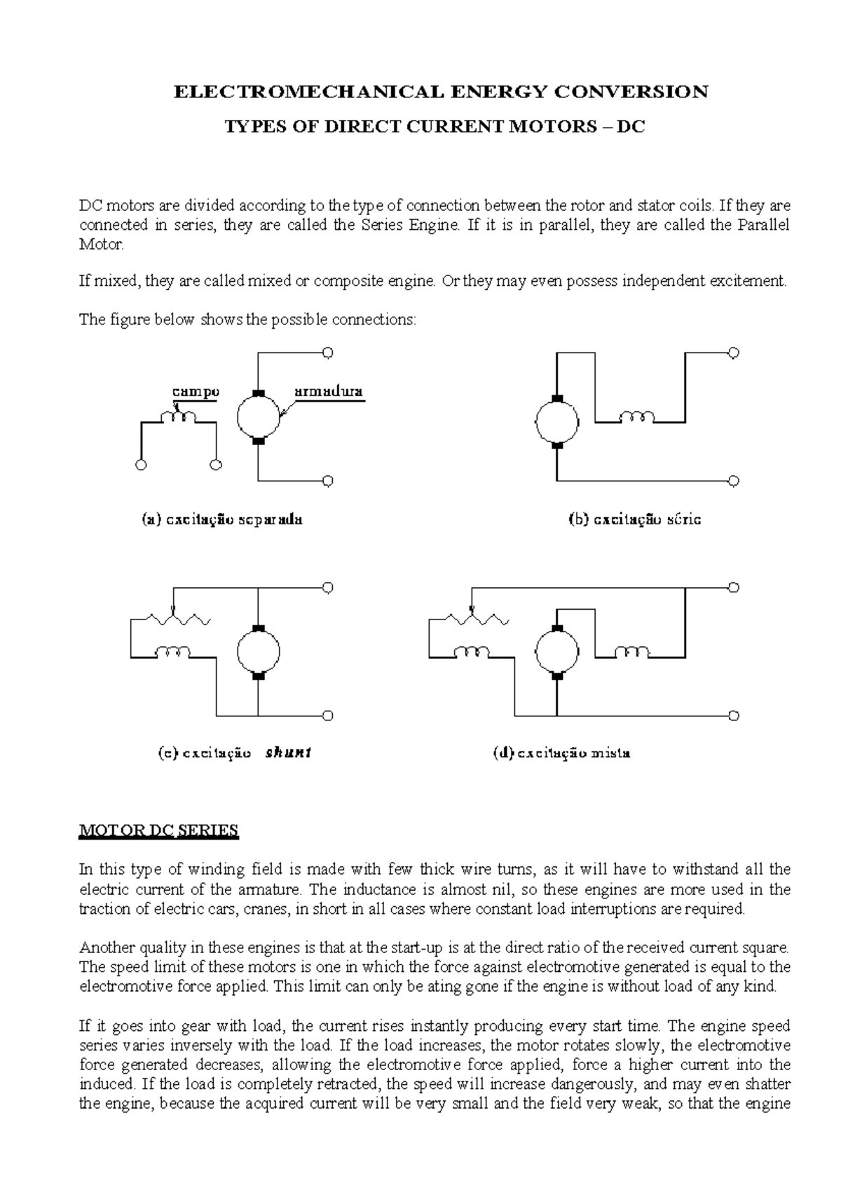 Types Motors DC - ELECTROMECHANICAL ENERGY CONVERSION TYPES OF DIRECT ...