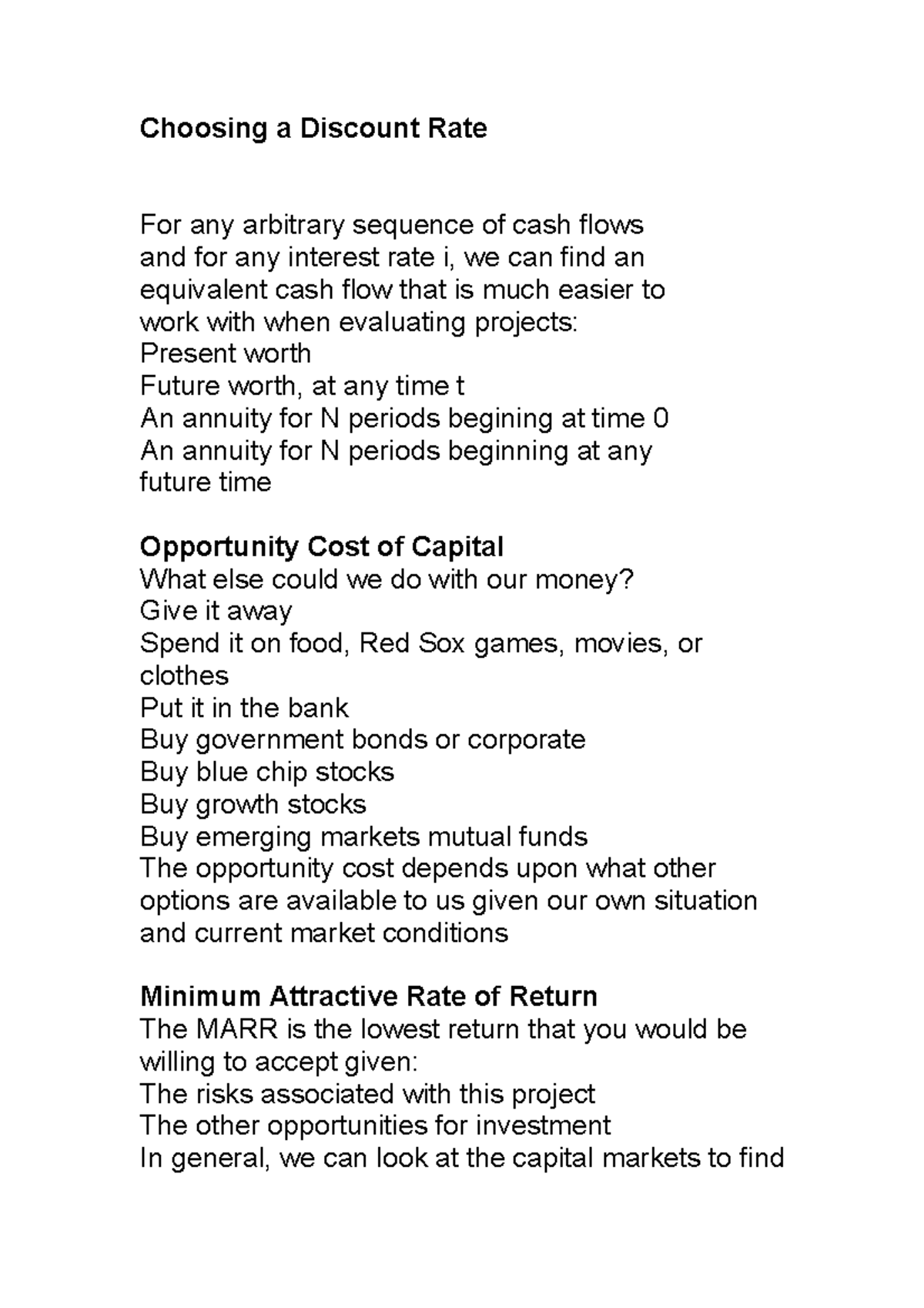 Choosing a Discount Rate - growth rates) for stocks (assuming that ...