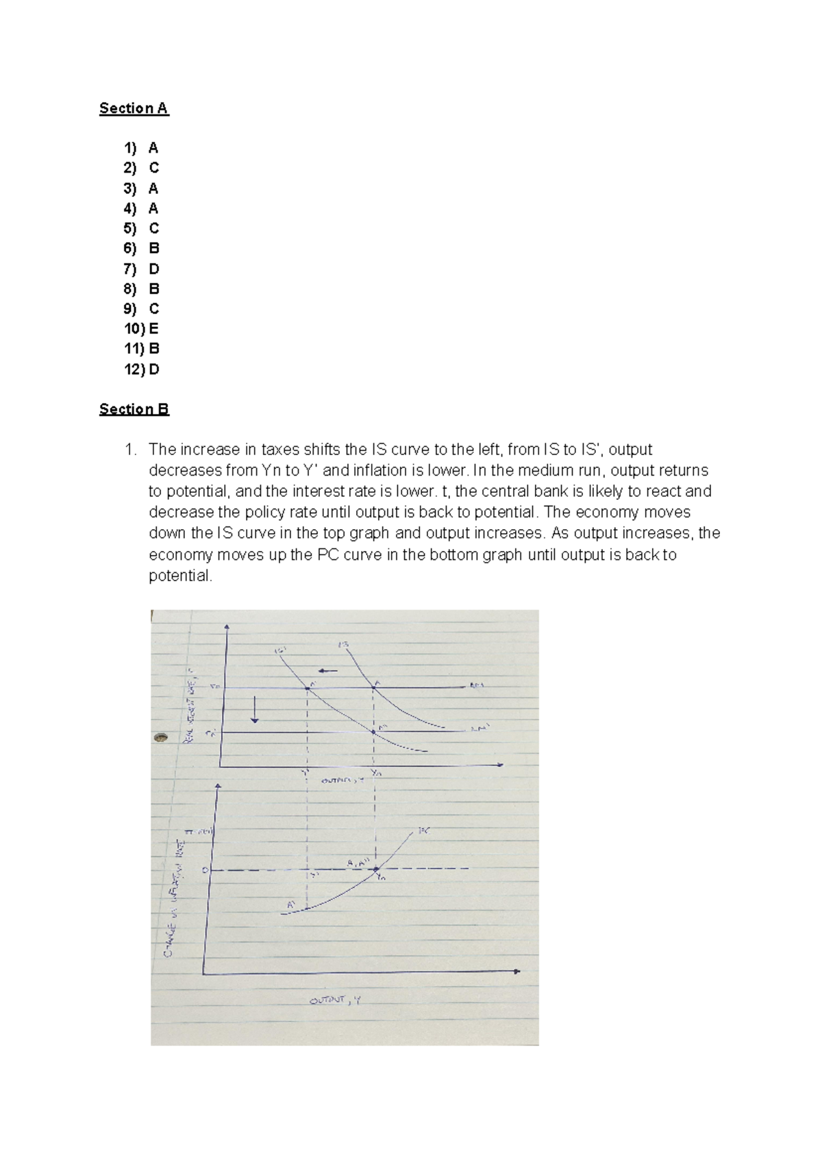 ECO2004 L Tutorial 3 - tut 3 - Section A 1) A 2) C 3) A 4) A 5) C 6) B ...