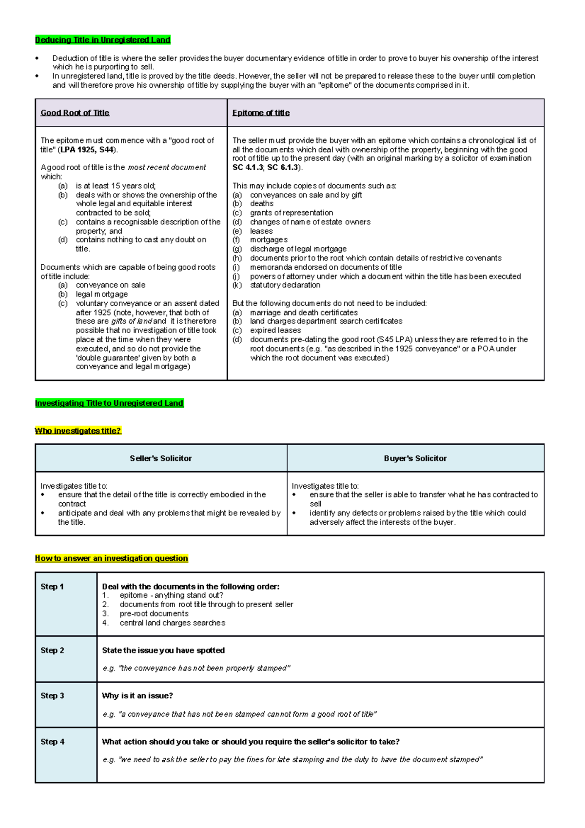 13. Investigating Unregistered Title - Deducing Title in Unregistered ...