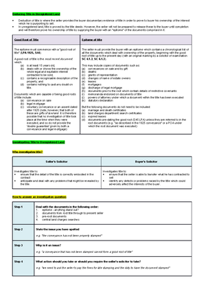 GOOD ROOT OF Title - Lecture notes 3 - Property Law The Qualified ...
