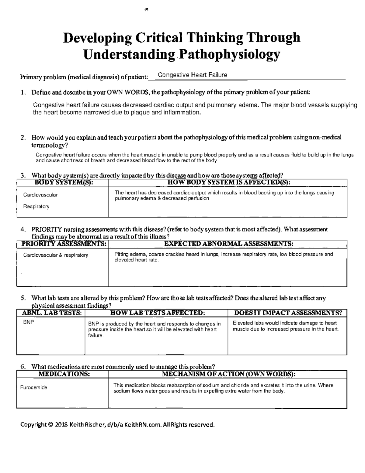 CHF Pathophys Sheet - Congestive Heart Failure - RNSG-1360 - Studocu